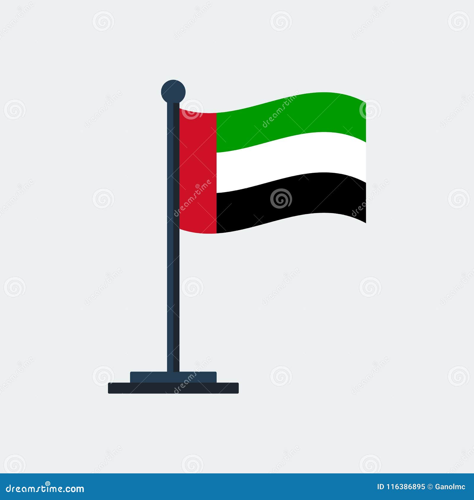 Flag of Uae.Flag Stand. Vector Illustration Stock Vector - Illustration ...