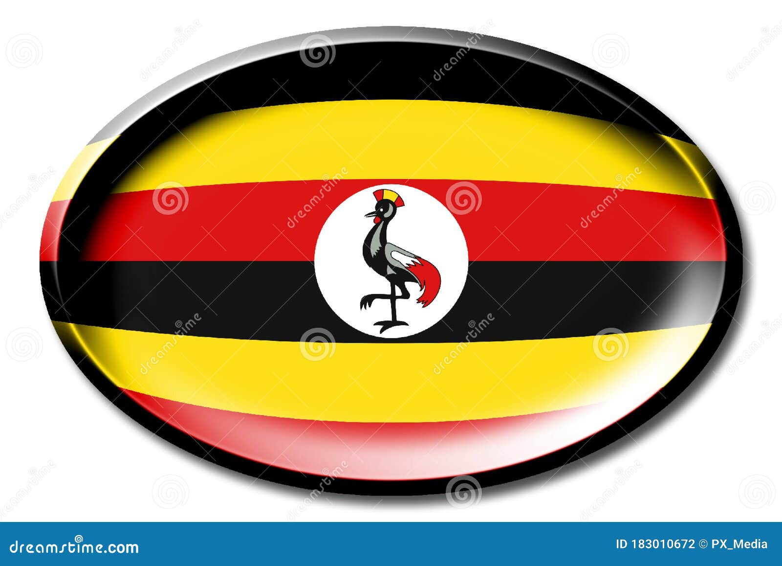 Uganda - Round Country Flag with an Edge Stock Illustration ...