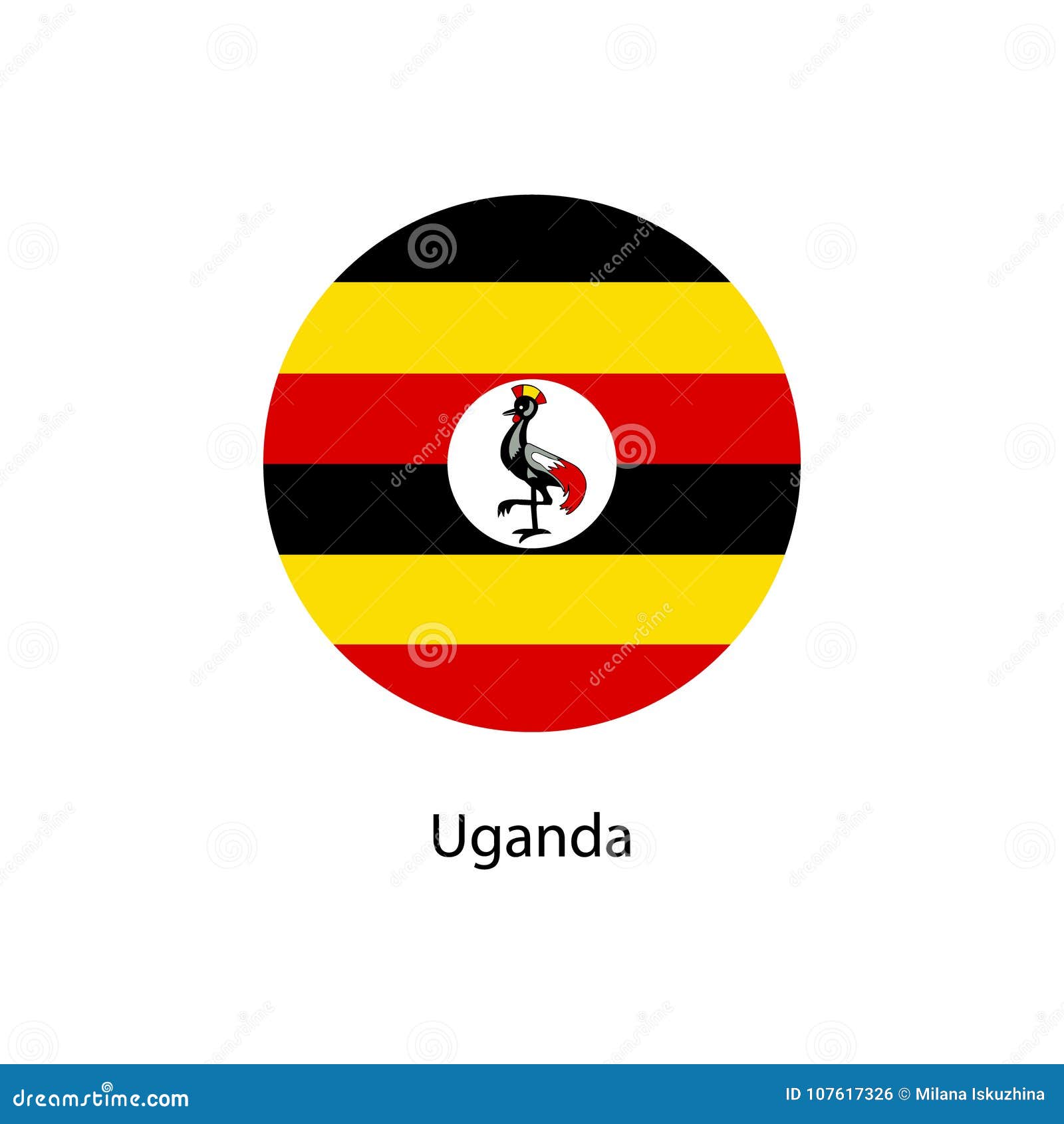 The flag of Uganda stock vector. Illustration of glossy - 107617326
