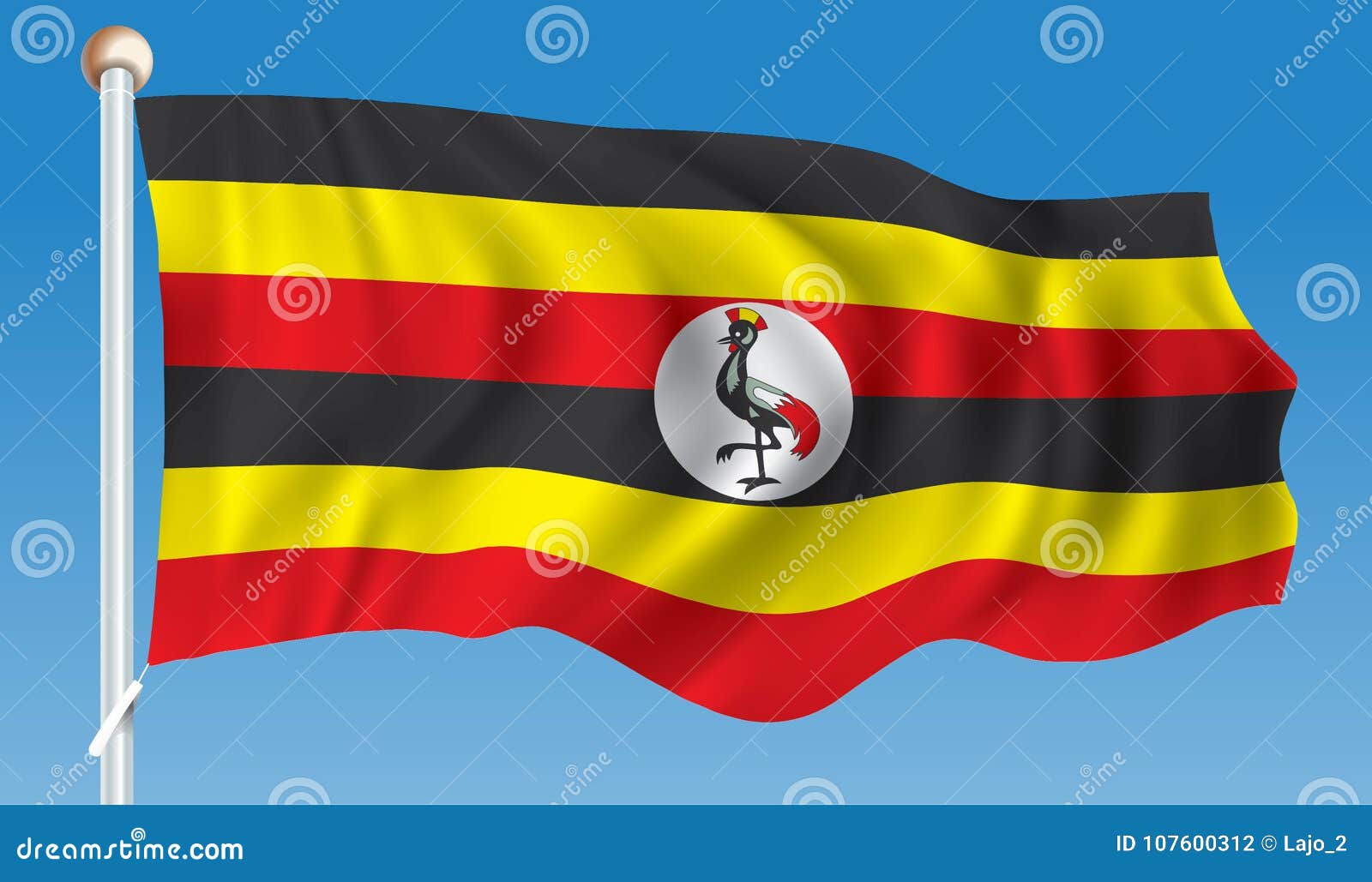 Flag of Uganda stock vector. Illustration of geography - 107600312