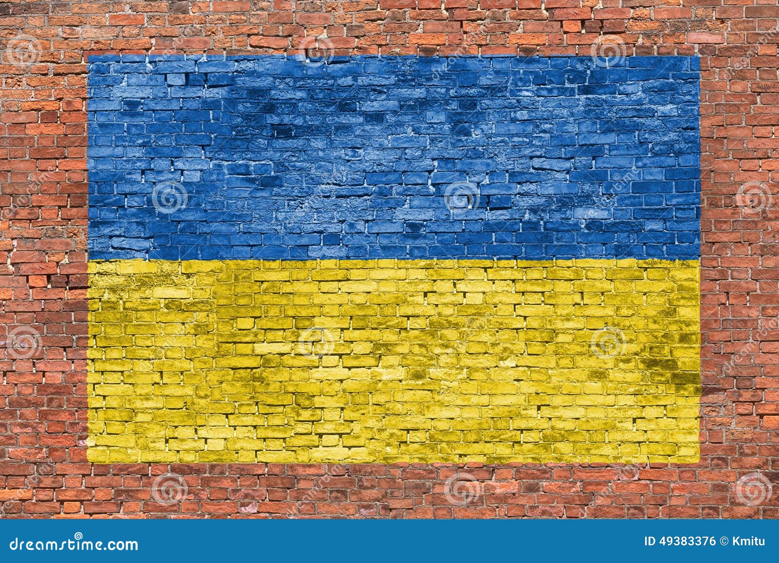 Flag of Ukraine Painted Over Brick Wall Stock Photo - Image of wall ...
