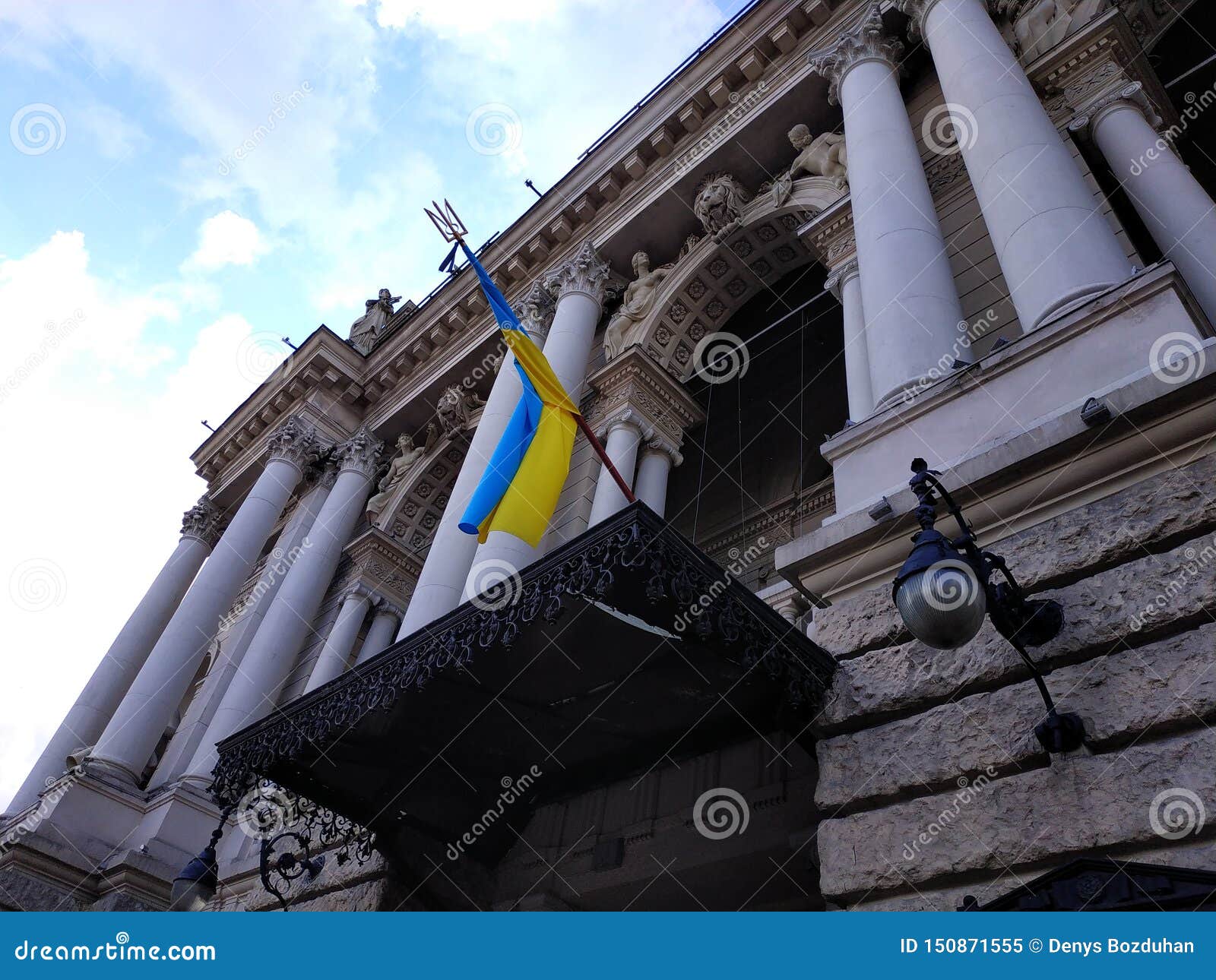 Flag of Ukraine on Pole on Building Wall Editorial Image - Image of ...