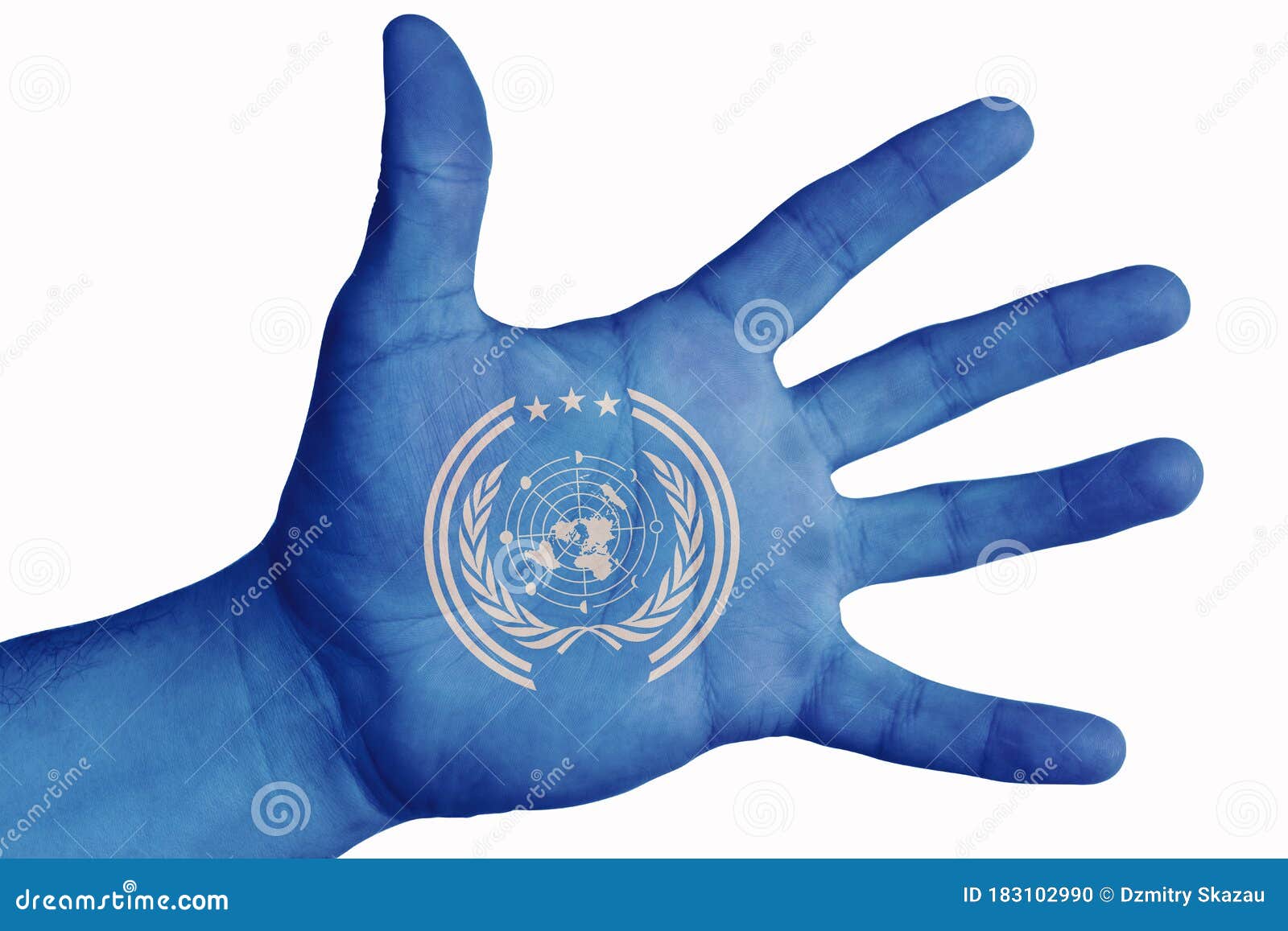 The Flag of the United Nations is Drawn on the Male Hand Editorial ...