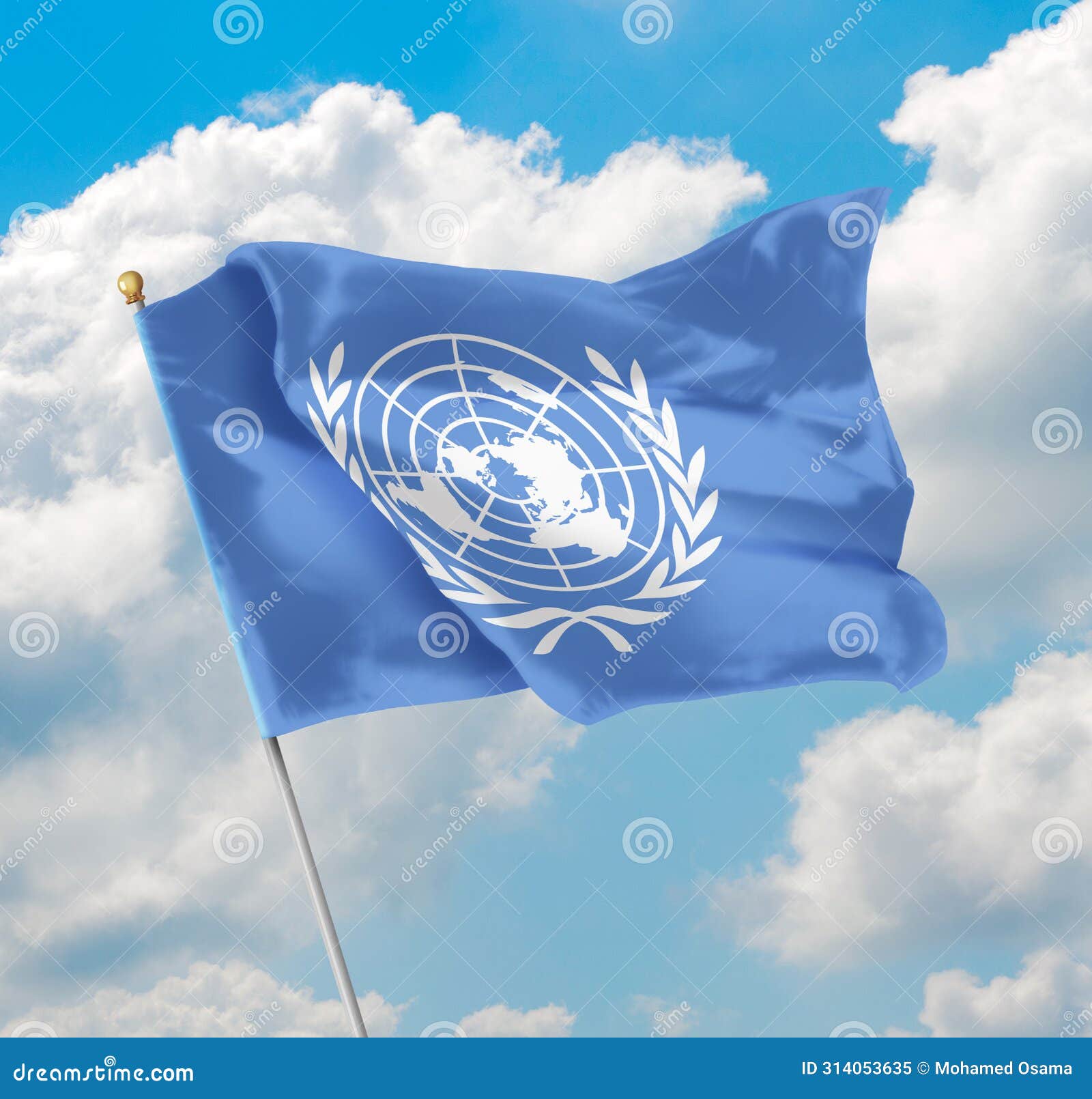 Flag of United Nations editorial image. Image of flying - 314053635