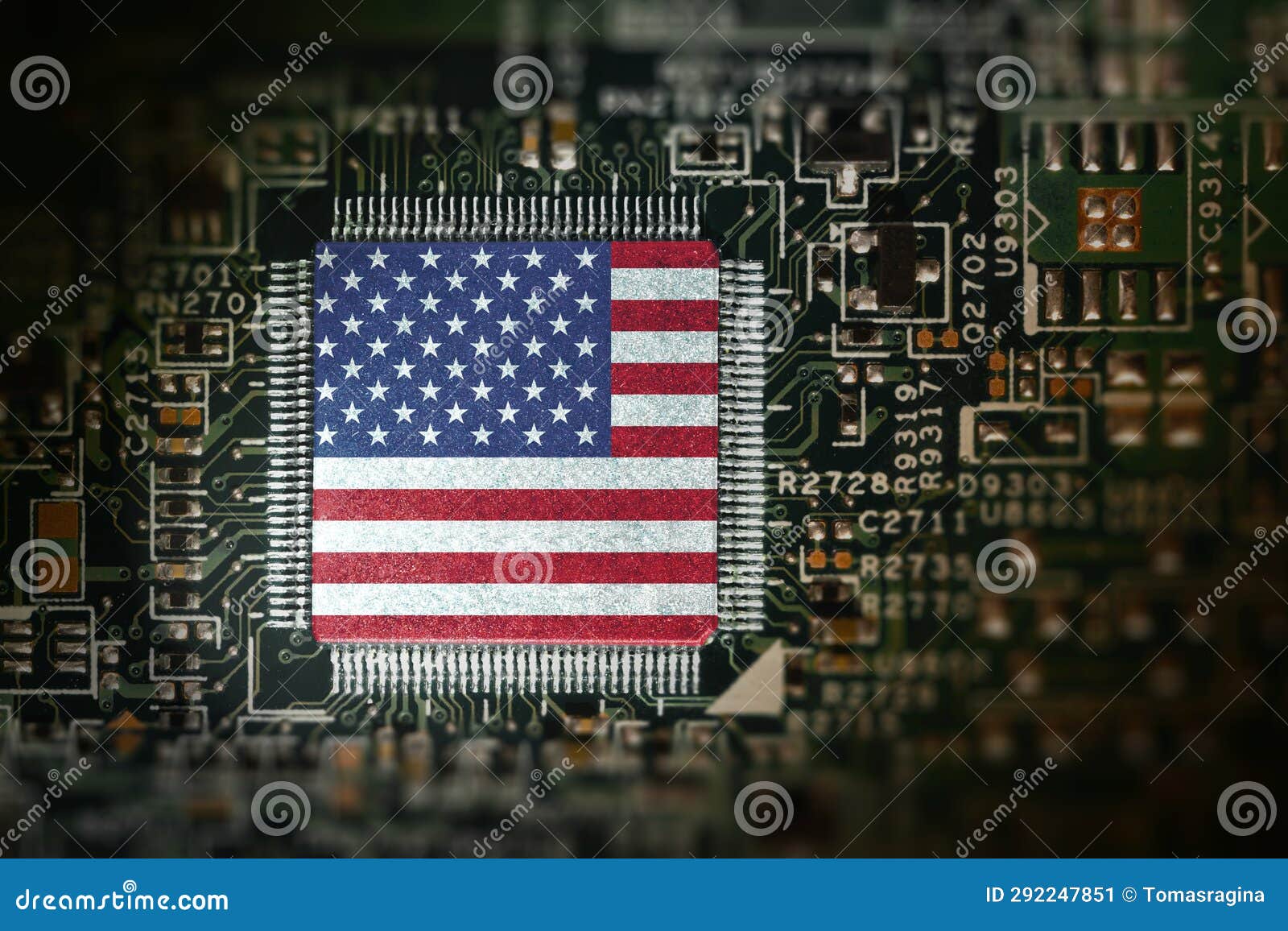 Flag of United States of America on a Processor. Stock Image - Image of ...