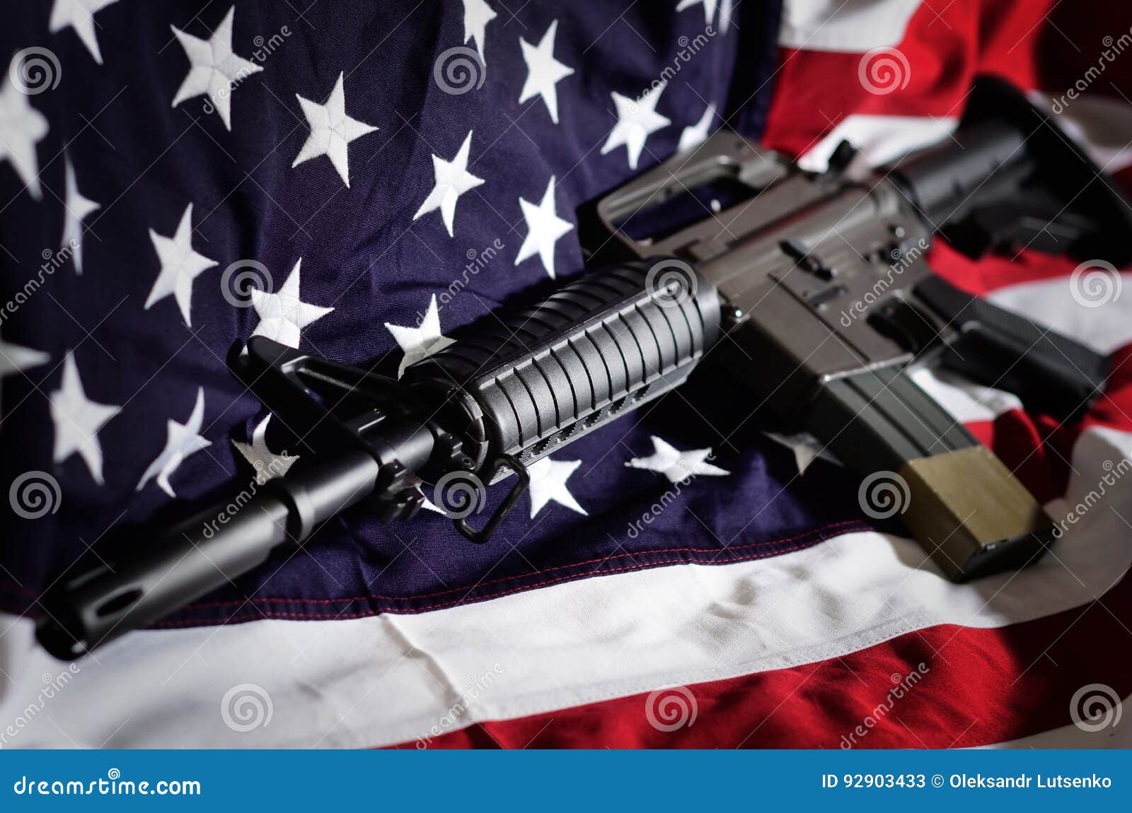 Flag of the United States with Rifle Stock Image - Image of flag ...
