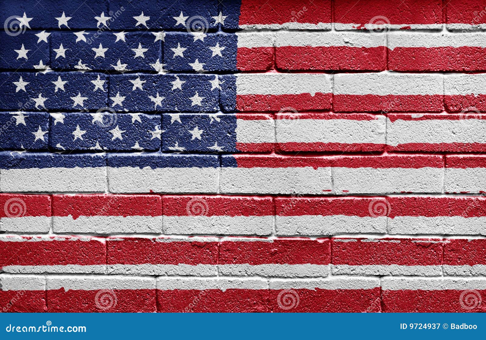 Flag of the USA on Brick Wall Stock Image - Image of rough, nation: 9724937