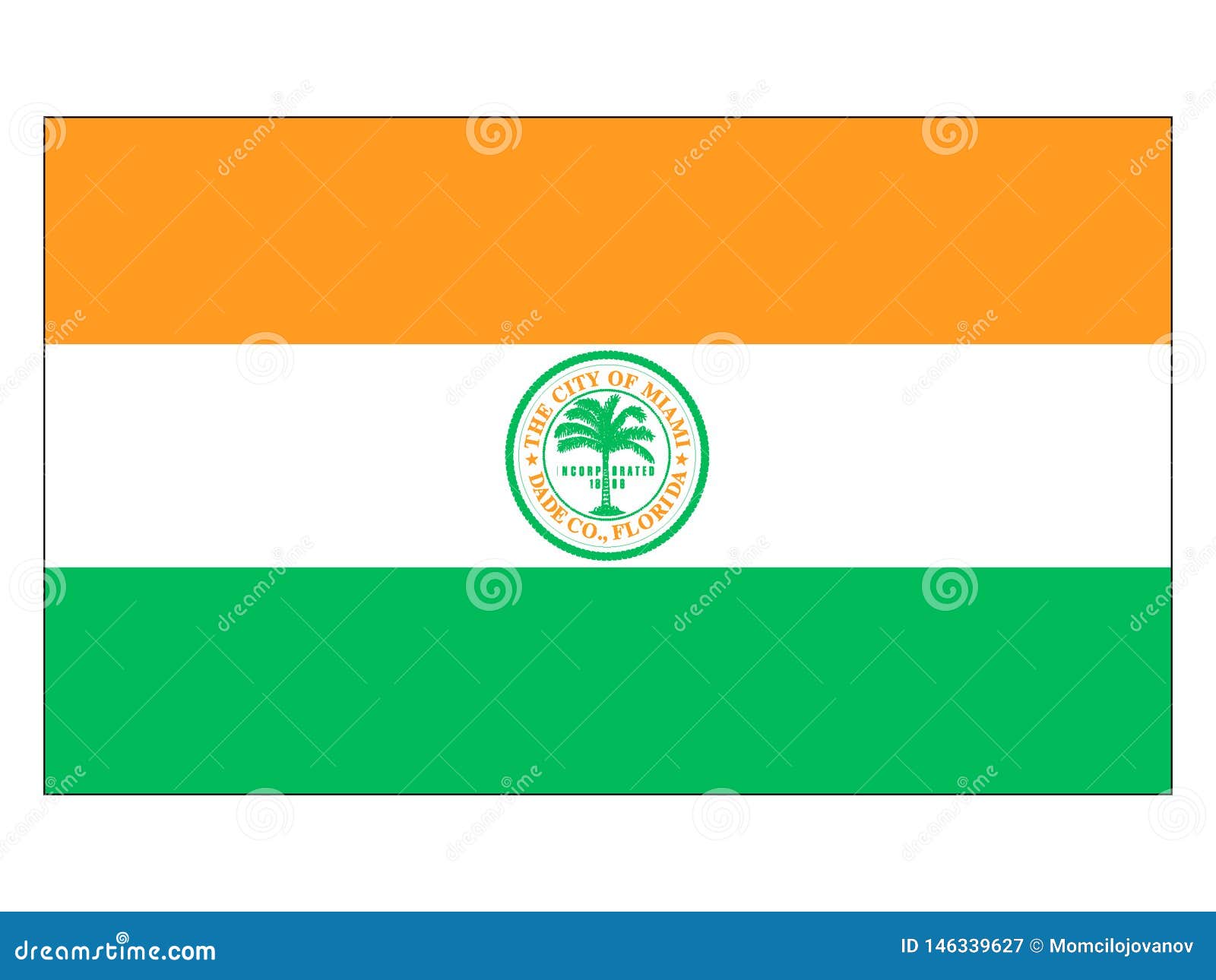 Flag of USA City of Miami, Florida Stock Vector - Illustration of ...
