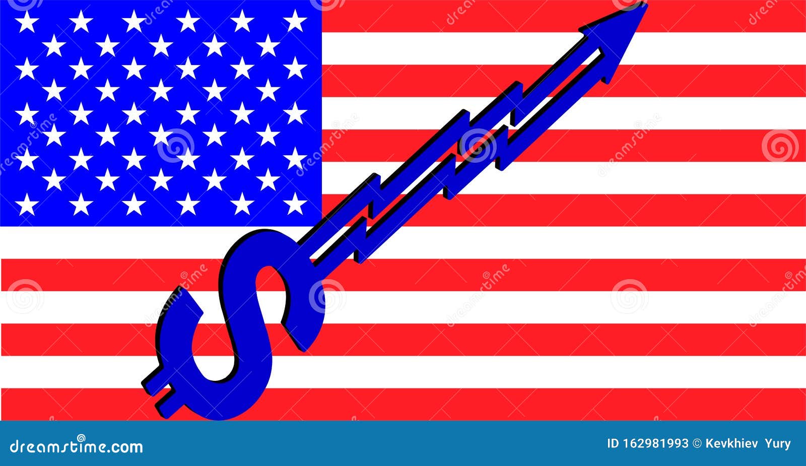 Flag of USA and Dollar Sign Arrow Graph Going Up. Vector Illustration ...