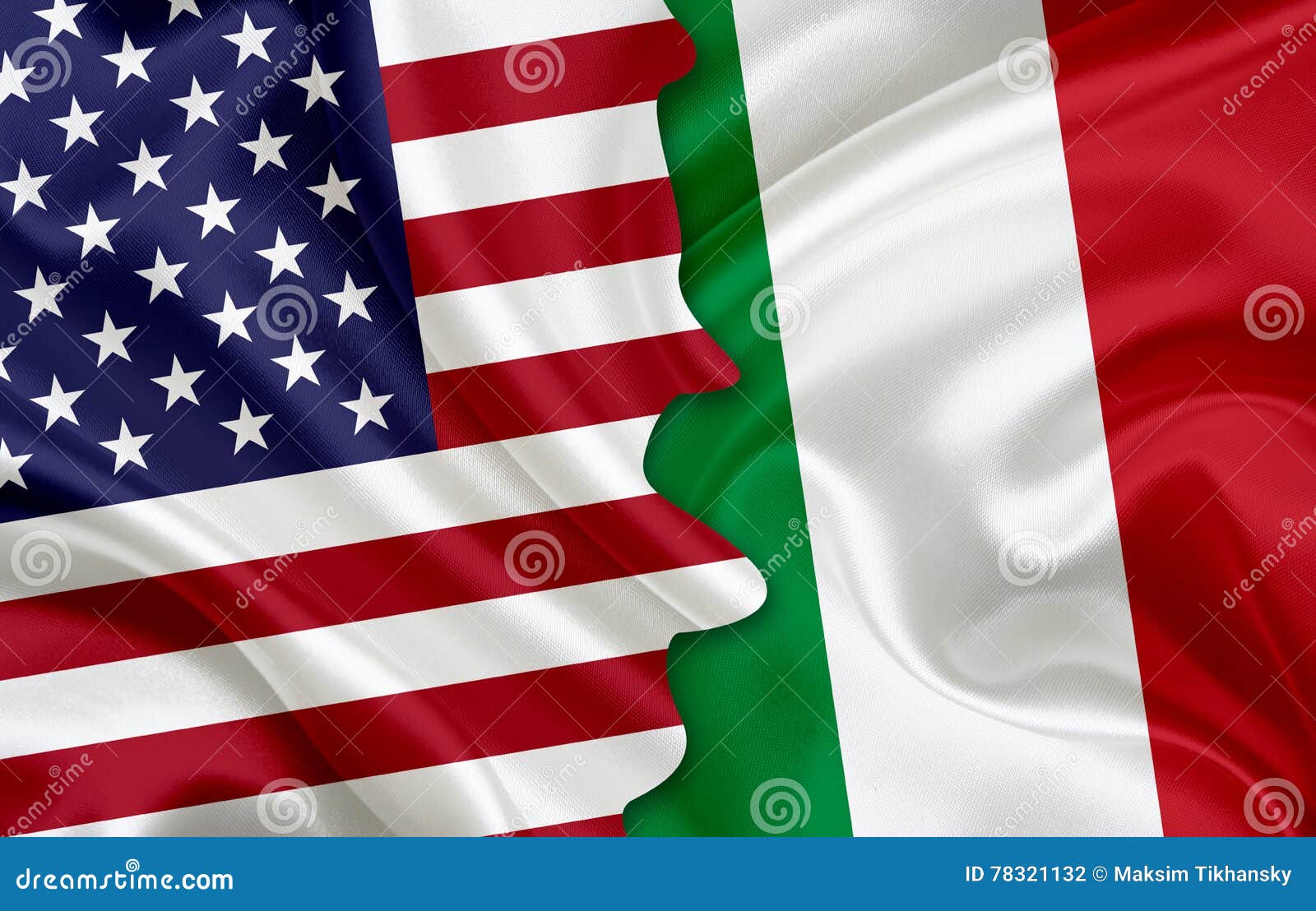 Italian And American Flags Together