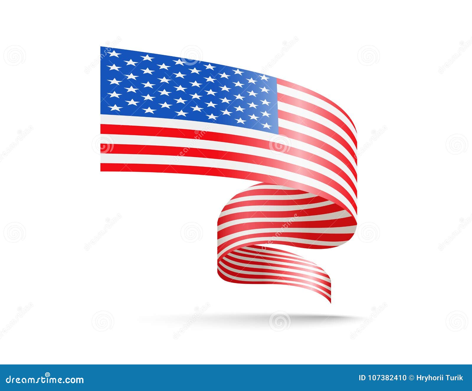 Flag of USA in the Form of Waving Ribbons. Stock Vector - Illustration ...
