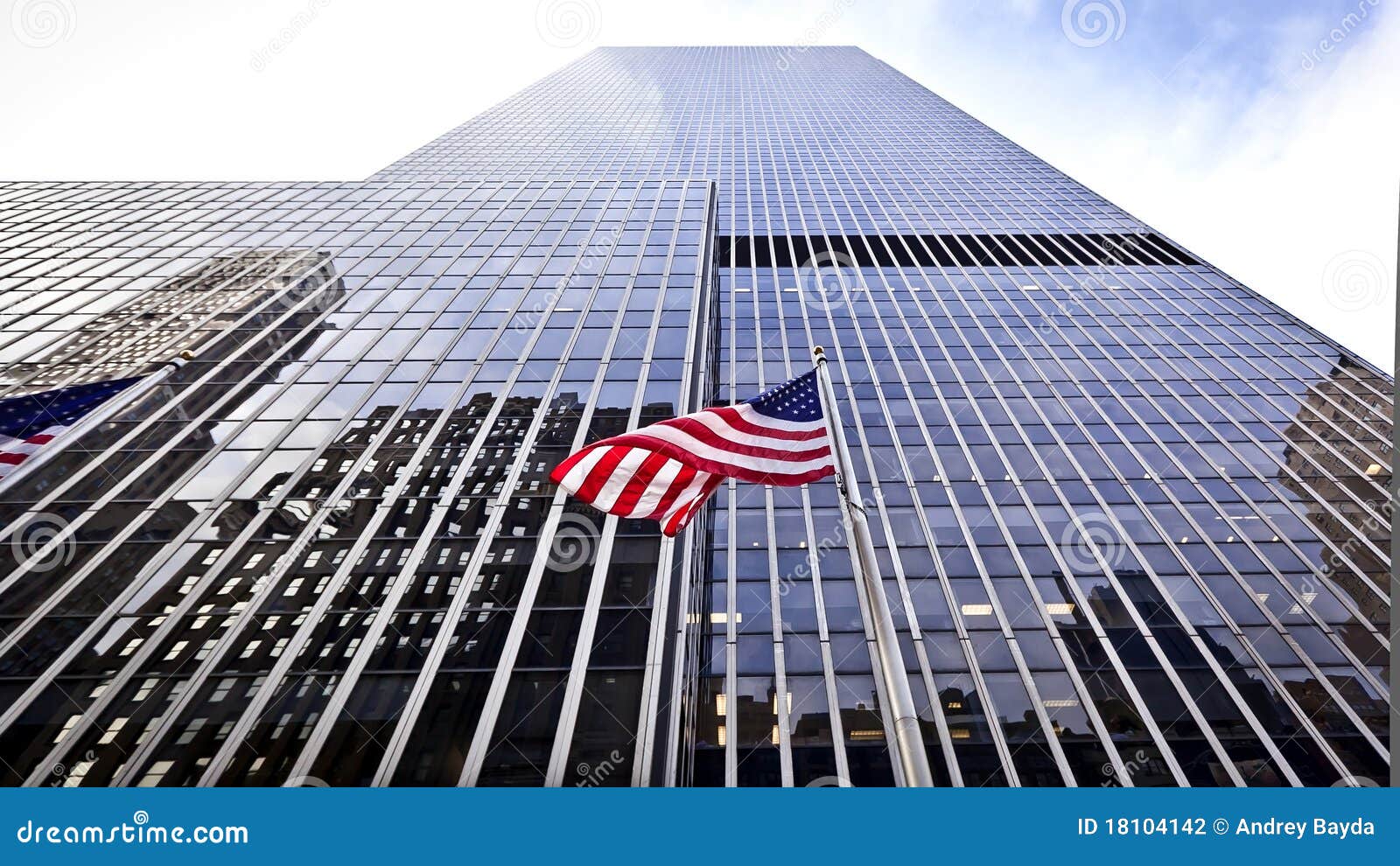 Flag of the USA in Front of the Office Building Stock Photo - Image of ...