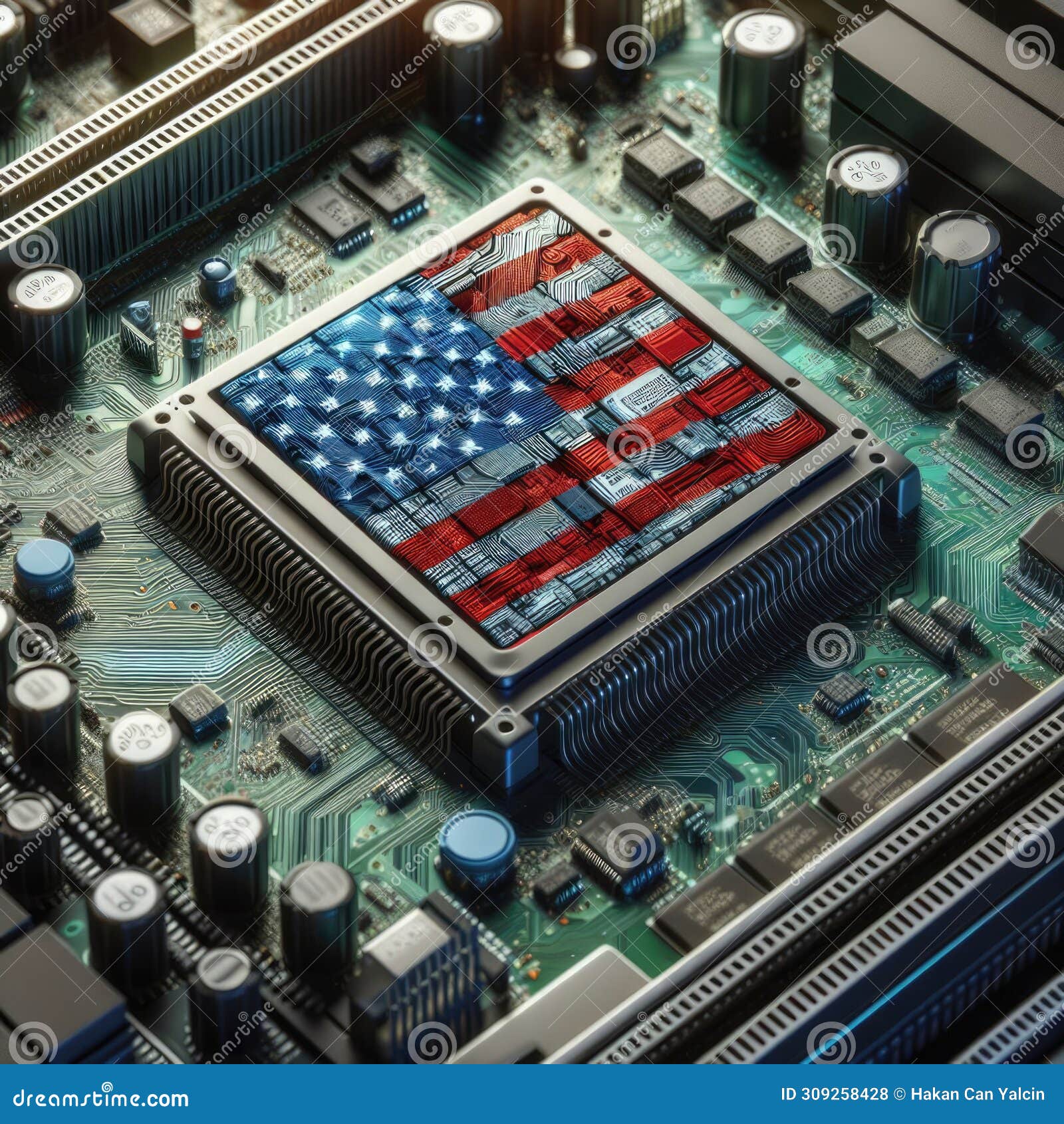 Flag of USA on a Mainboard Cpu Chip Stock Illustration - Illustration ...