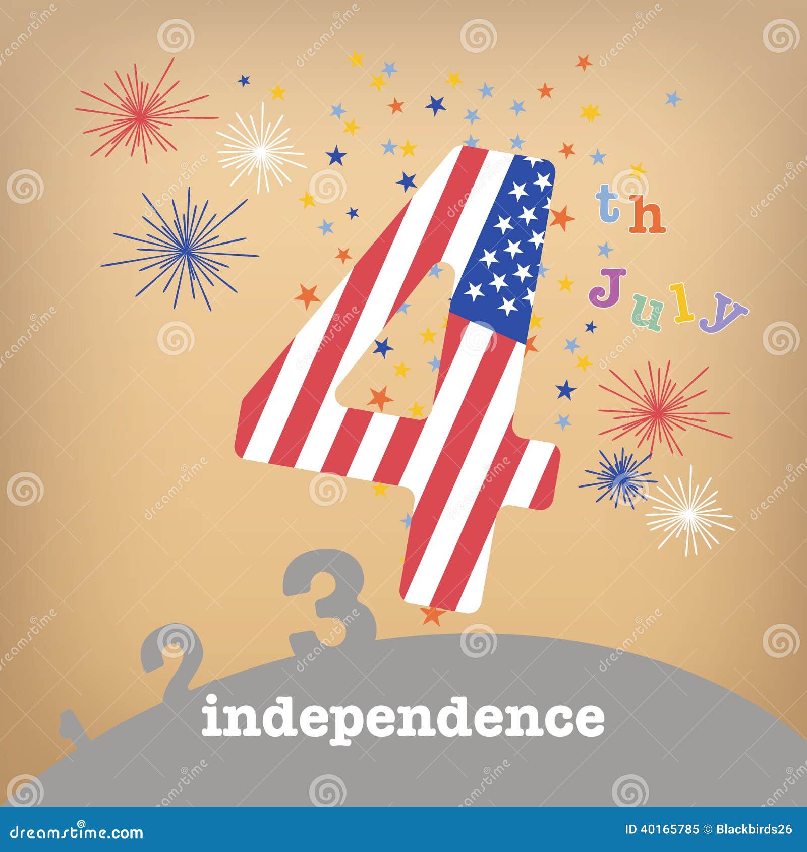 Flag of USA on number four stock vector. Illustration of vector - 40165785