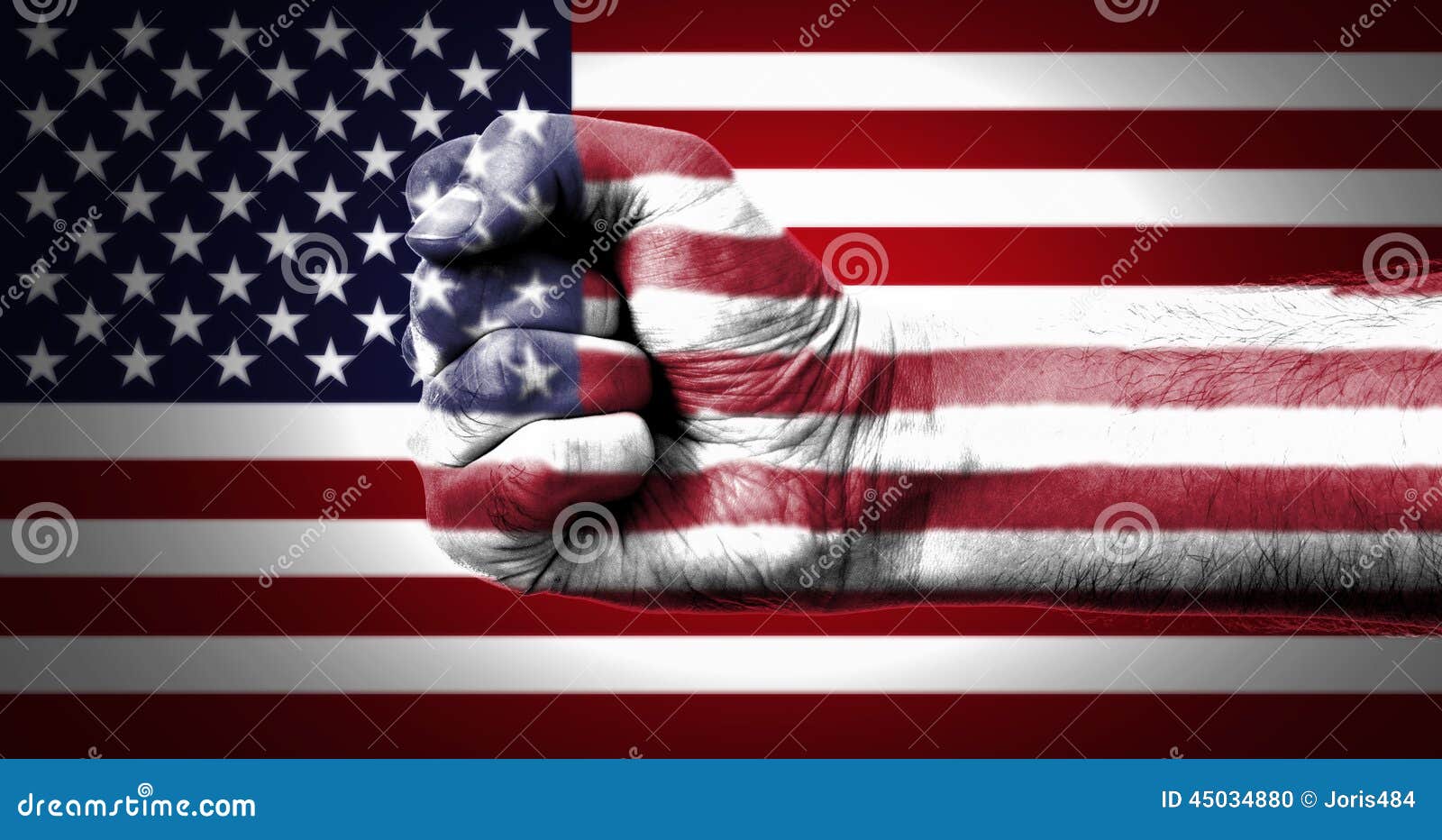Flag of USA Painted on a Fist Stock Photo - Image of motivation, anger ...