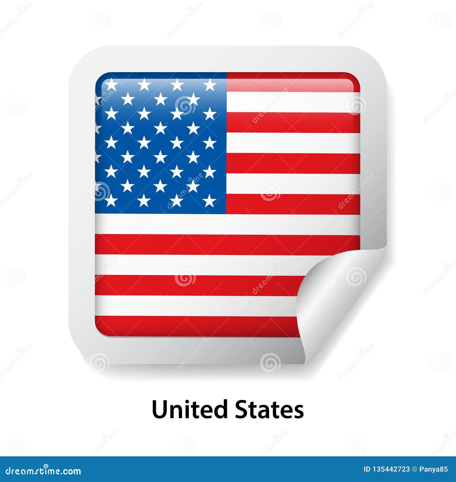 Flag of the USA. Round Glossy Badge Sticker Stock Vector - Illustration ...