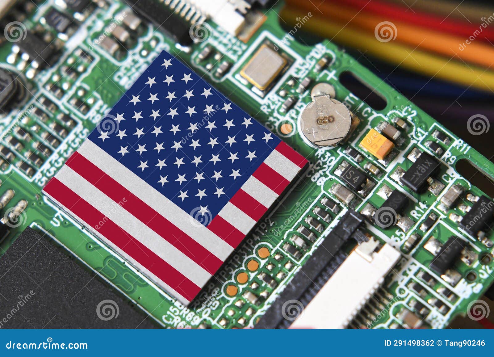 Flag of the USA on Semiconductor Chip or Microchip Stock Photo - Image ...