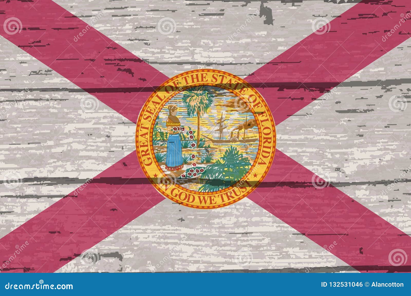Florida State Flag on Old Timber Stock Illustration - Illustration of ...