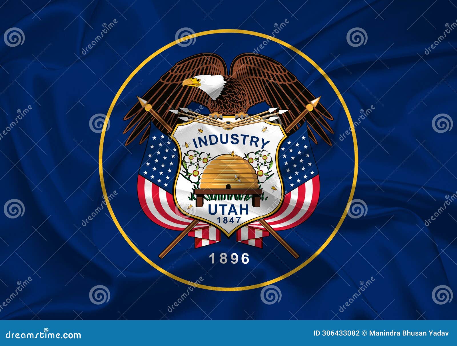 Flag of Utah, Utah Flag, USA State Utah Flag Illustration, USA, Fabric ...