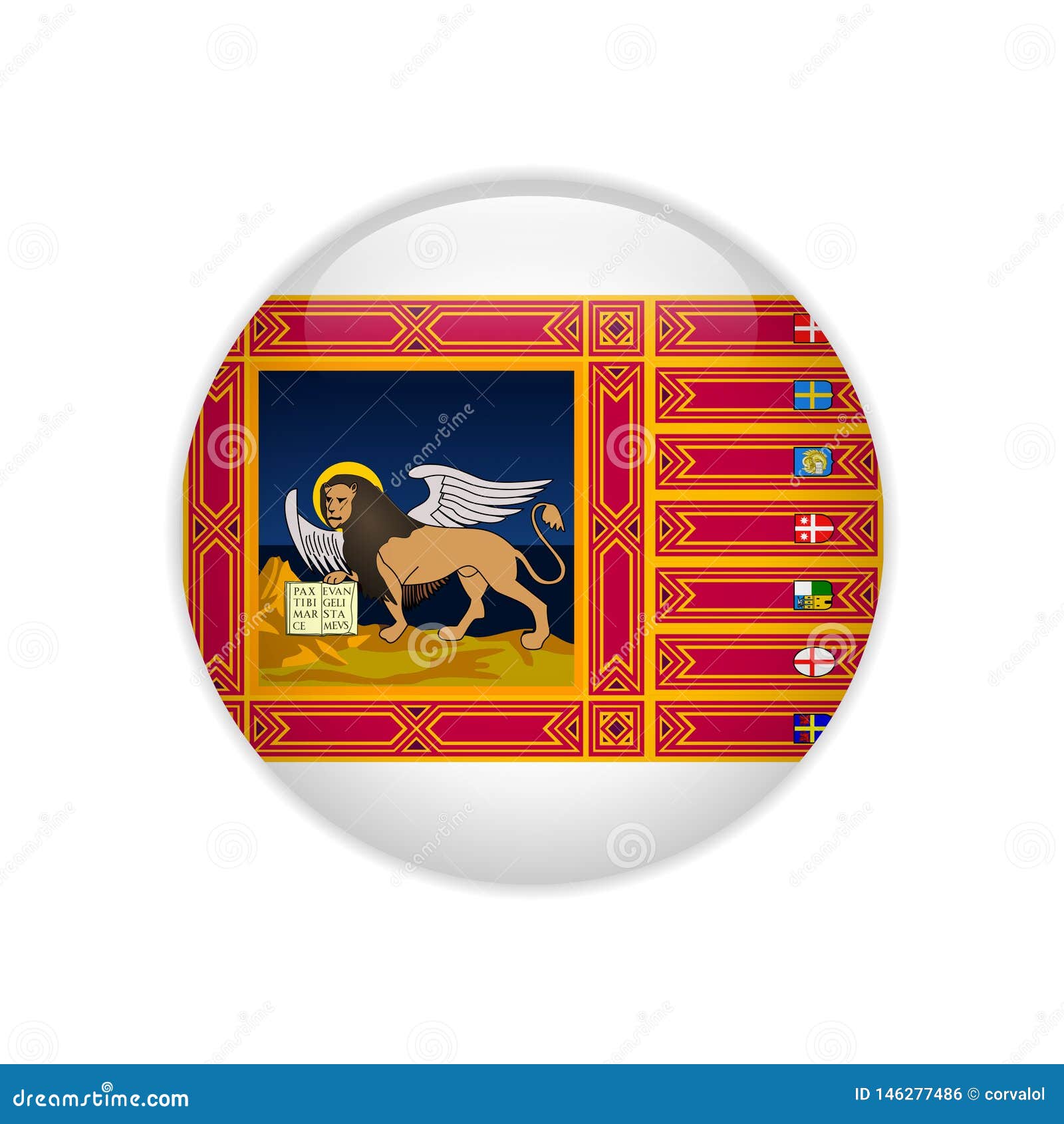 Flag of Veneto button stock vector. Illustration of milano - 146277486