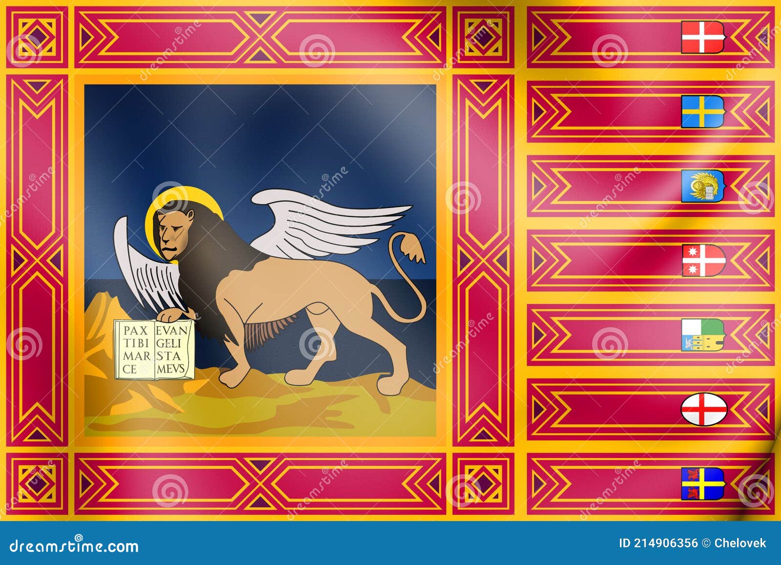 Flag of Veneto, Italy. 3D Illustration Stock Illustration ...