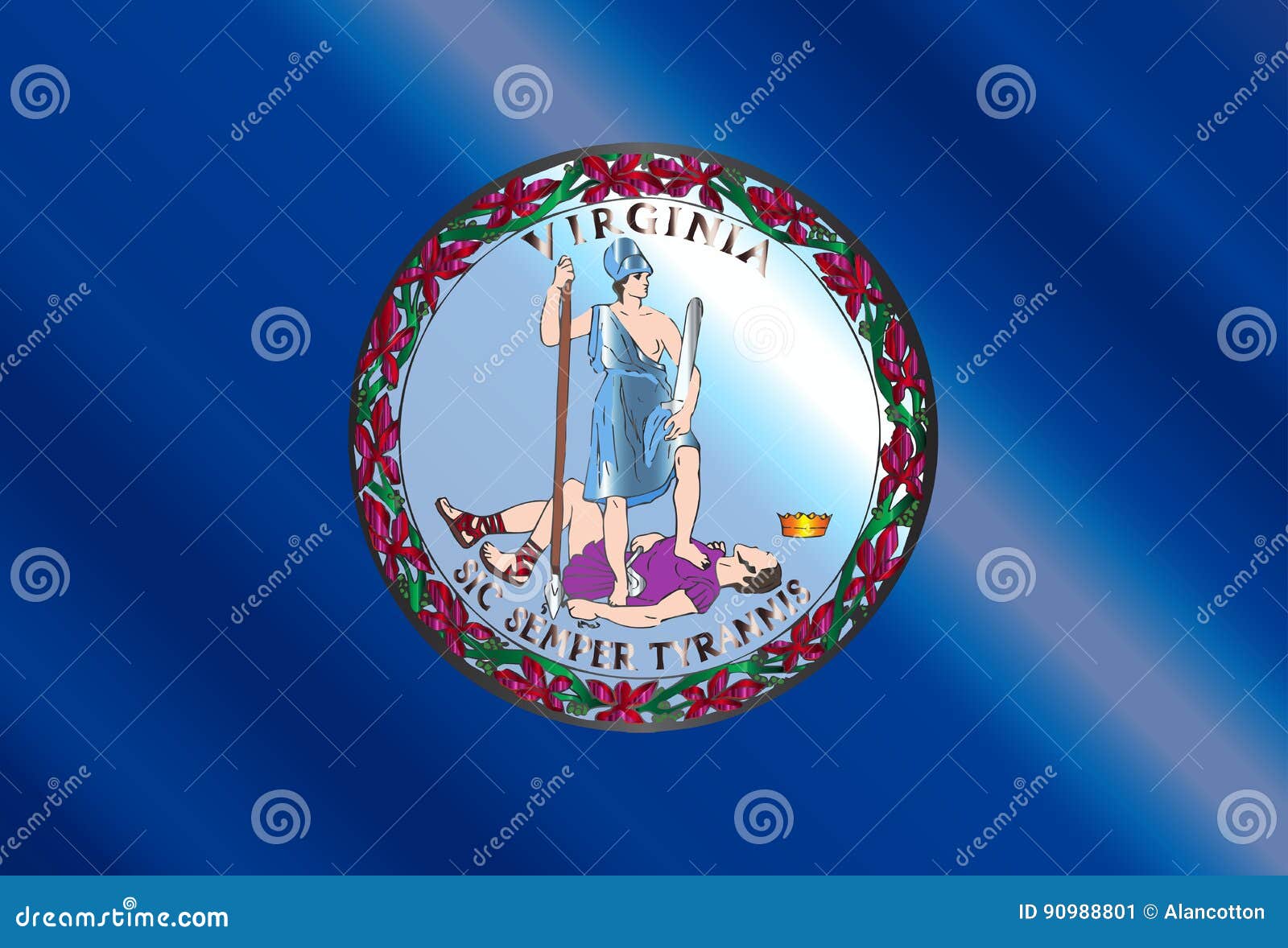 Flag of Virginia Gloss stock vector. Illustration of patriot - 90988801