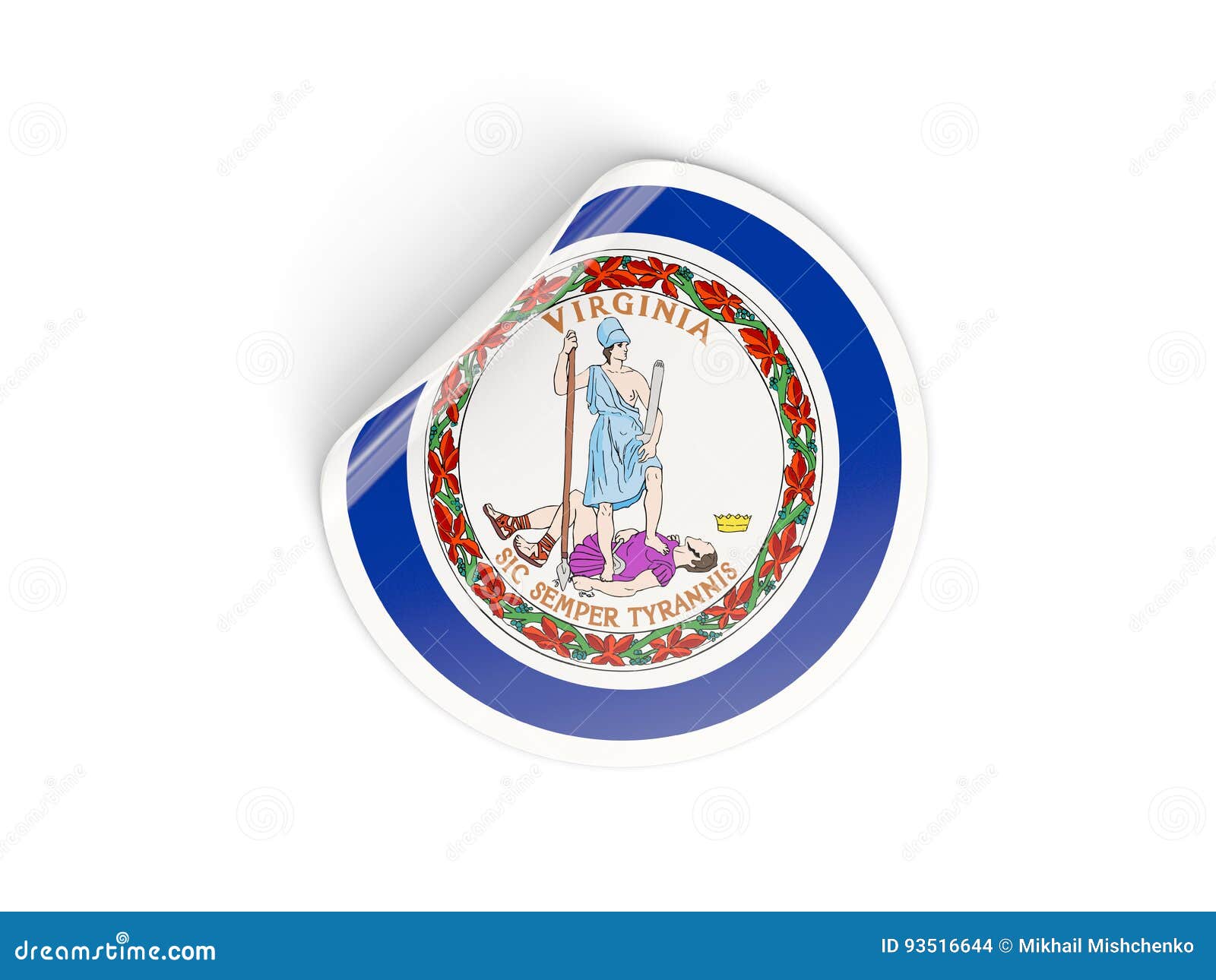 Flag of Virginia, US State Round Sticker Stock Illustration ...