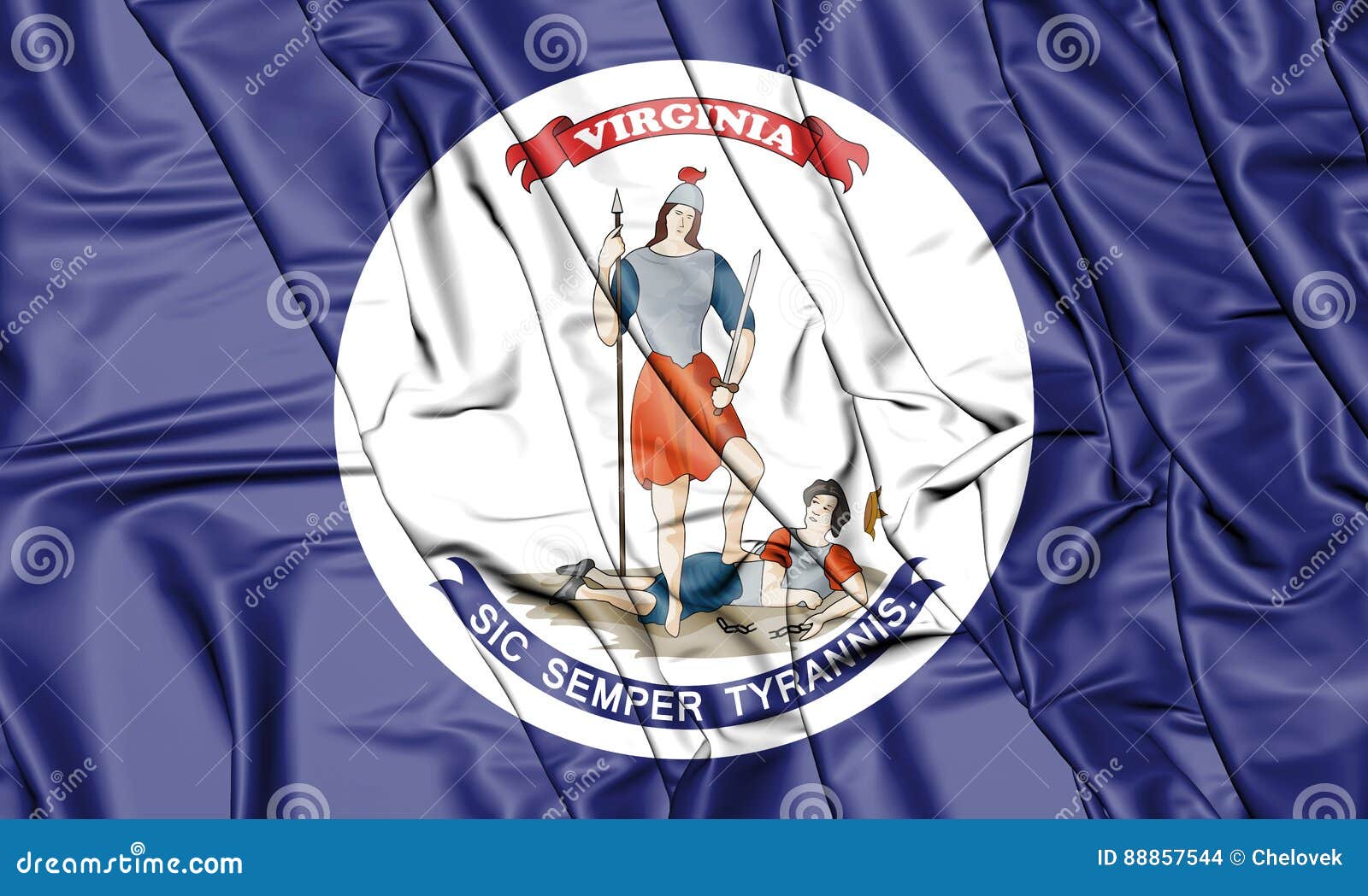 Flag of Virginia 1861, USA. 3D Illustration Stock Illustration ...