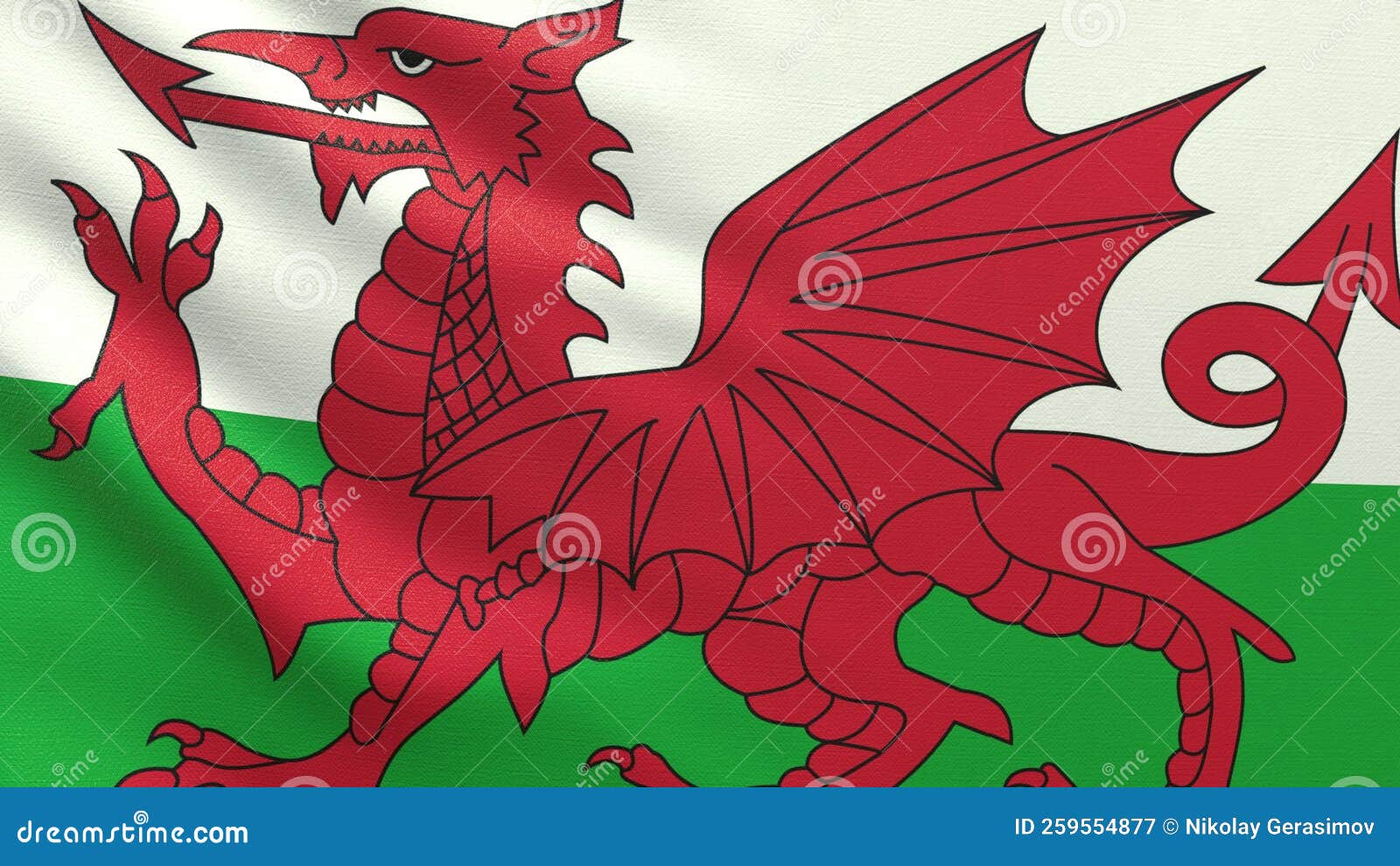 Flag of Wales Made of Fabric 3d-rendering Stock Illustration ...