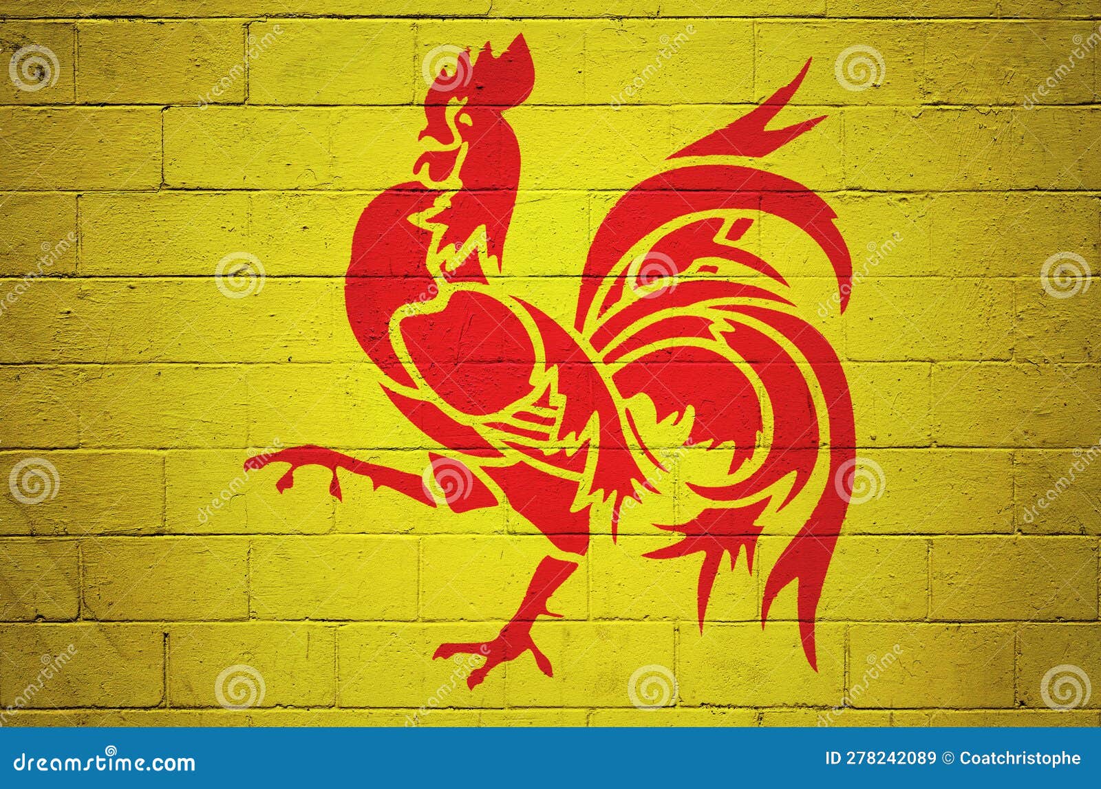 Flag of Wallonia Painted on a Wall Stock Image - Image of building ...