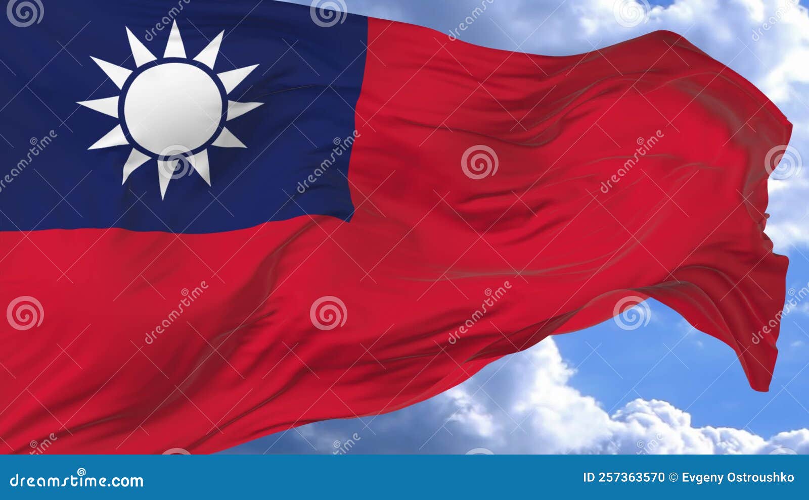 Flag Waving Against the Blue Sky Taiwan Stock Footage - Video of ...