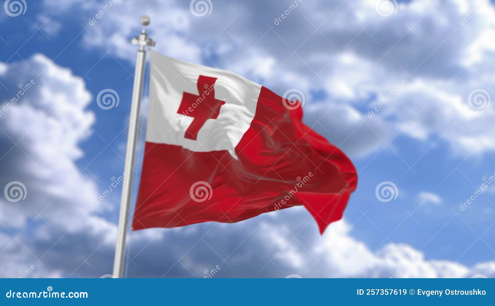 Flag Waving Against the Blue Sky Tonga Stock Video - Video of patriotic ...