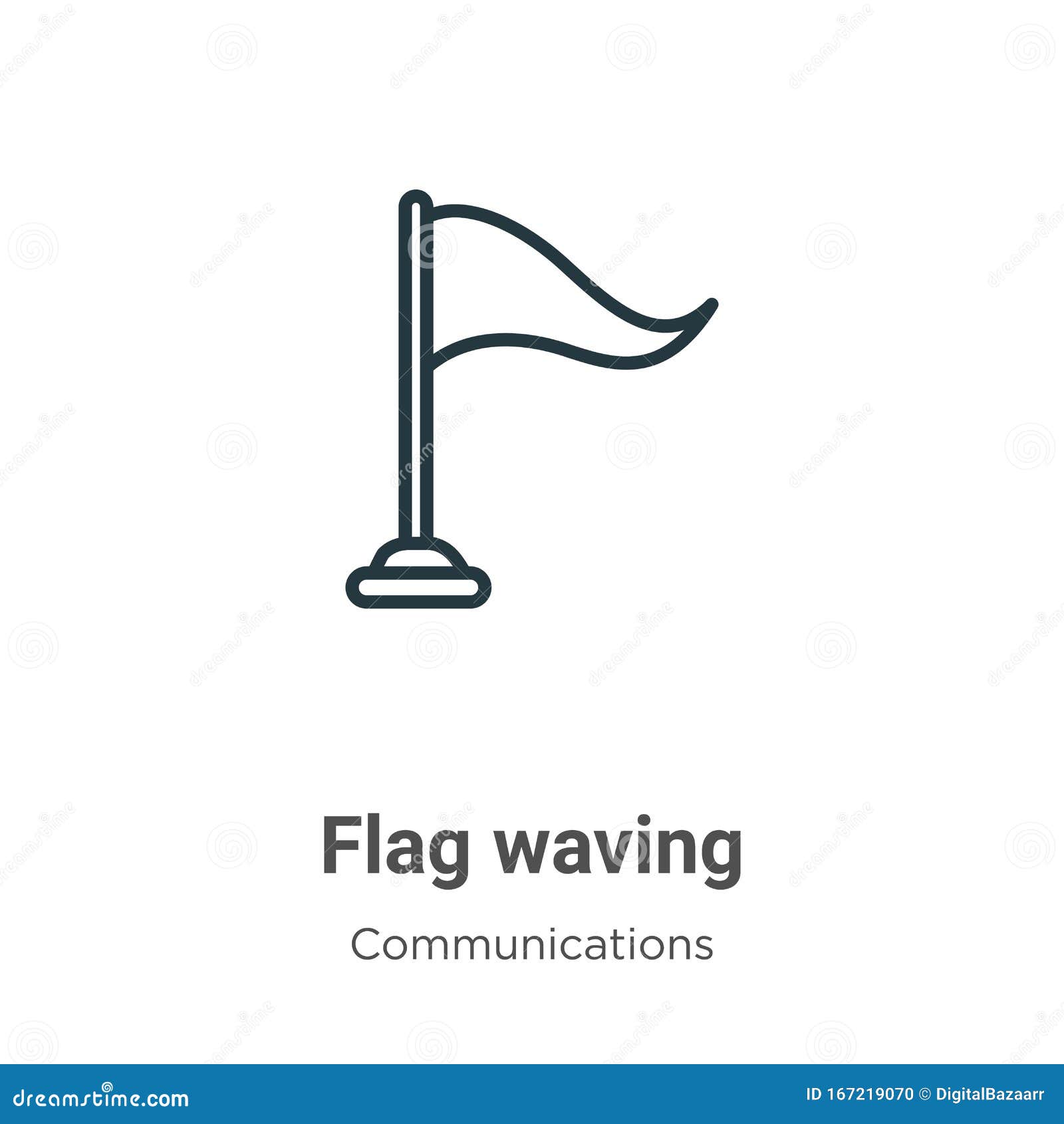 Flag Waving Outline Vector Icon. Thin Line Black Flag Waving Icon, Flat ...