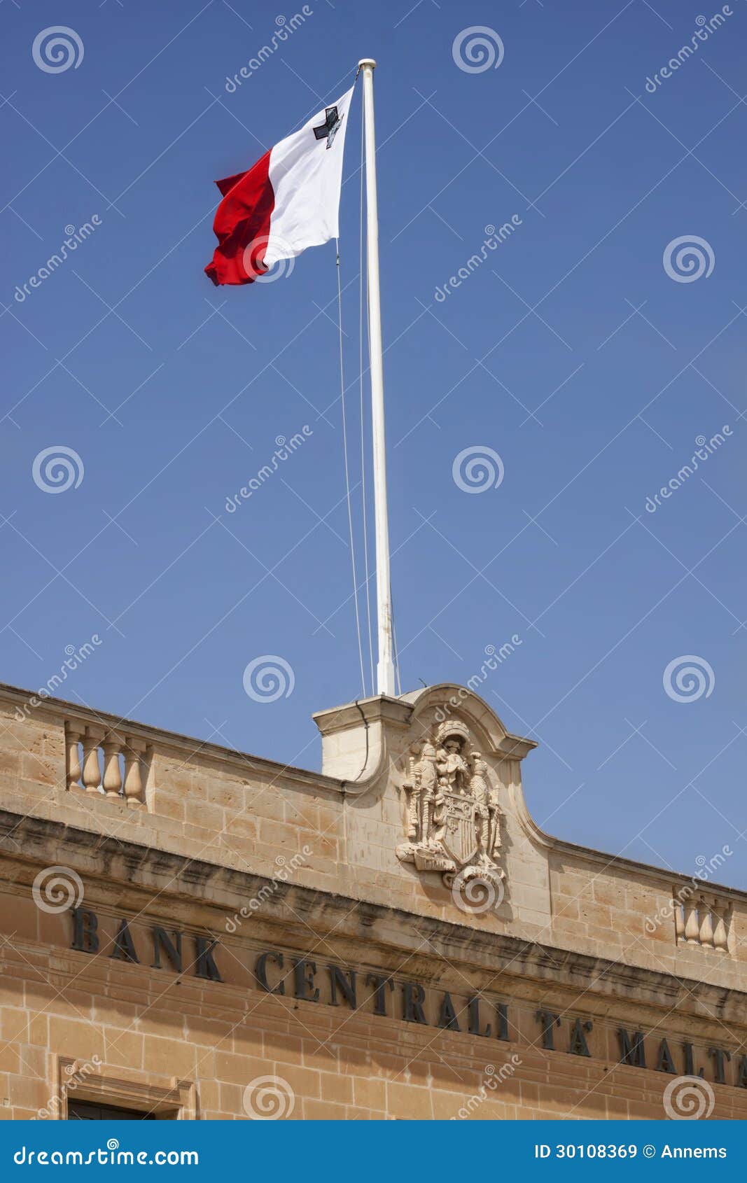 Central Bank of Malta stock image. Image of finance, flag - 30108369