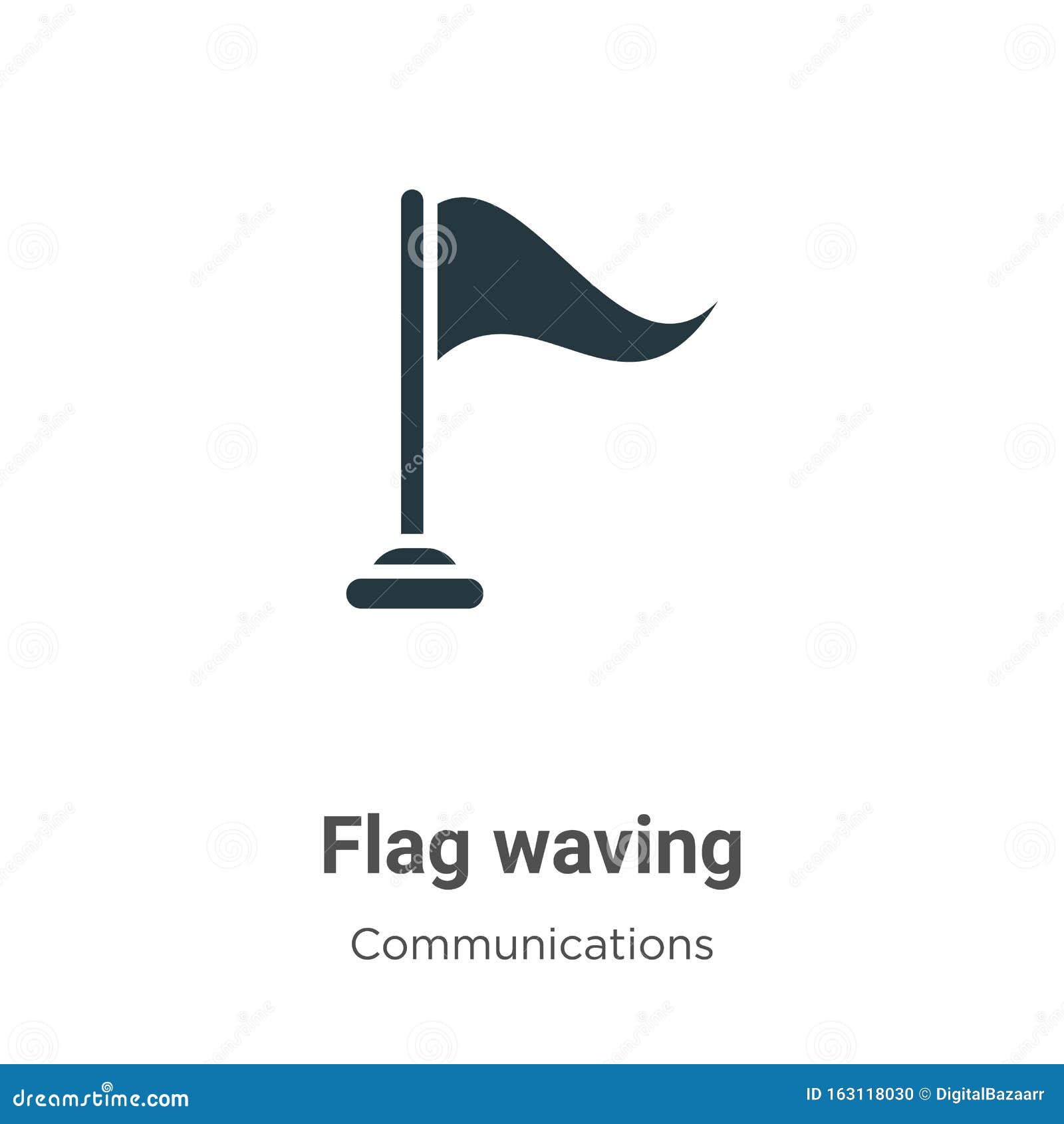 Flag Waving Vector Icon on White Background. Flat Vector Flag Waving ...