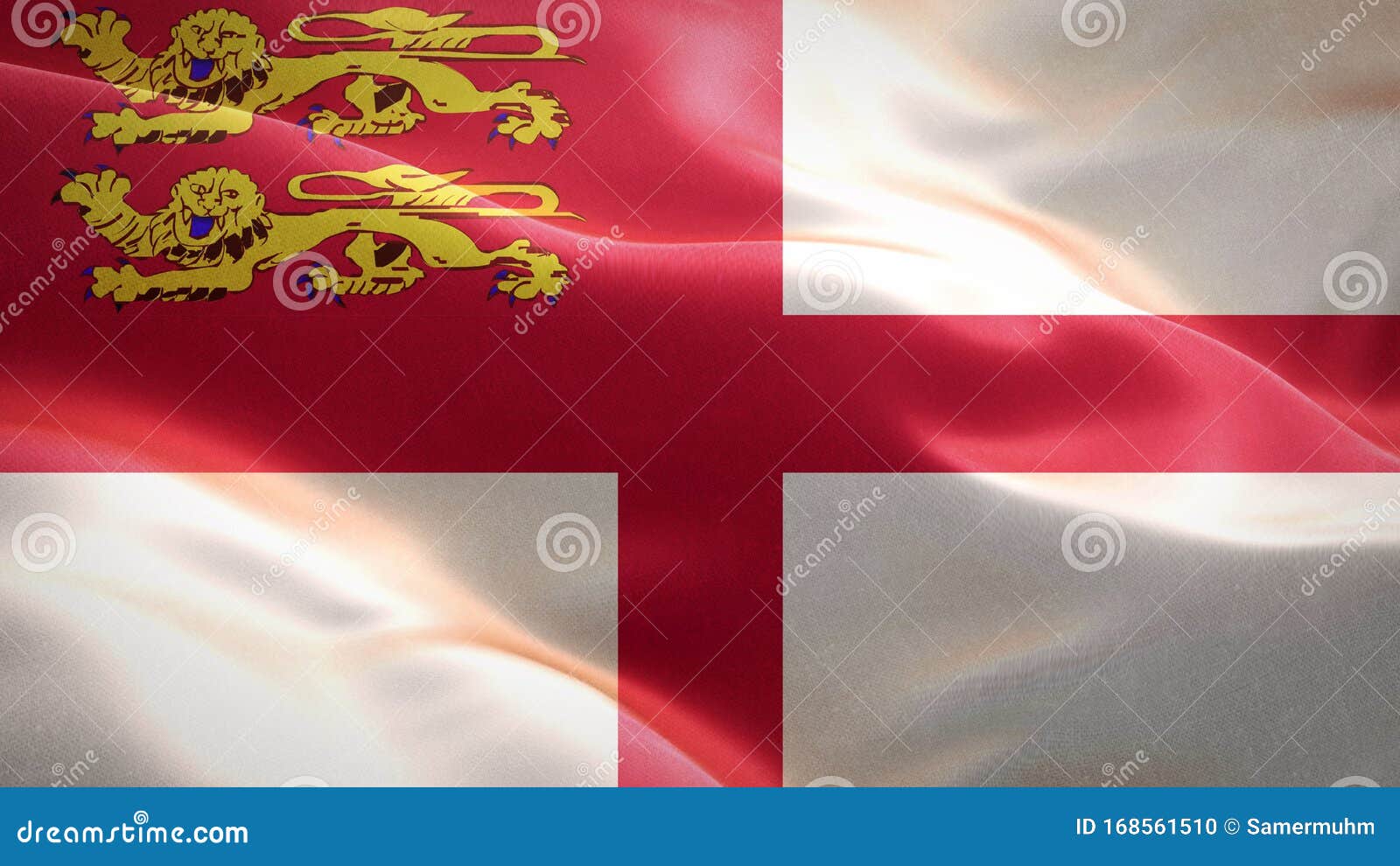Flag of Sark Waving in the Wind. 3D Waving Flag Design. the National ...