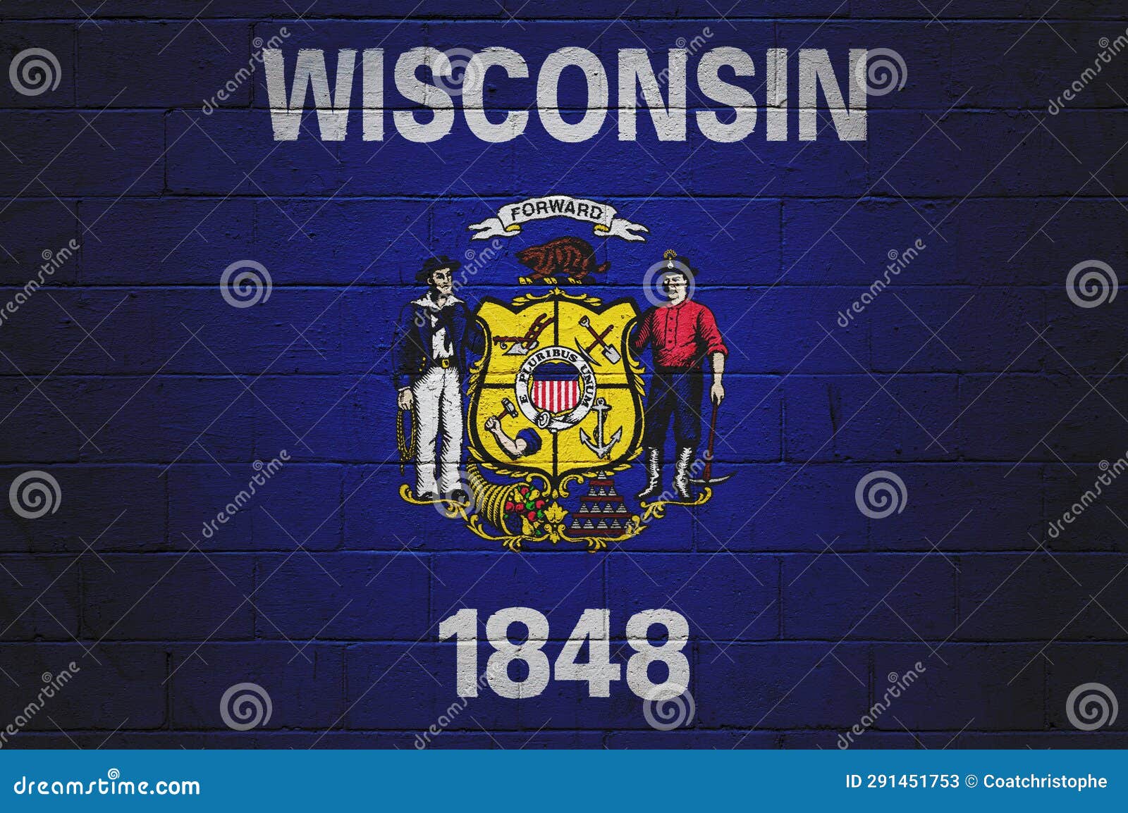 Flag of the Wisconsin Painted on a Wall Stock Image - Image of coat ...