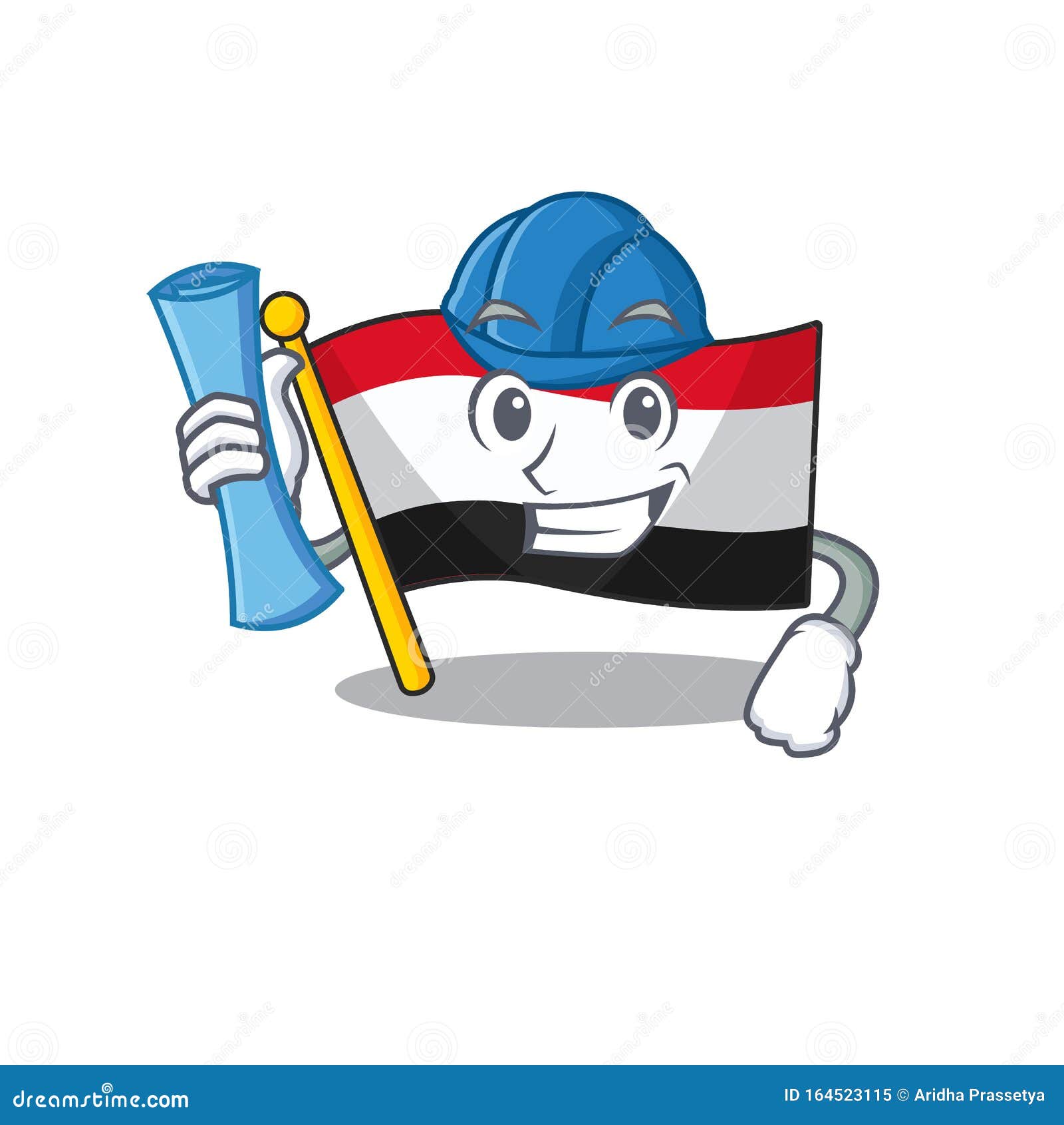 Flag Yemen Cartoon with in Architect Character Stock Vector ...