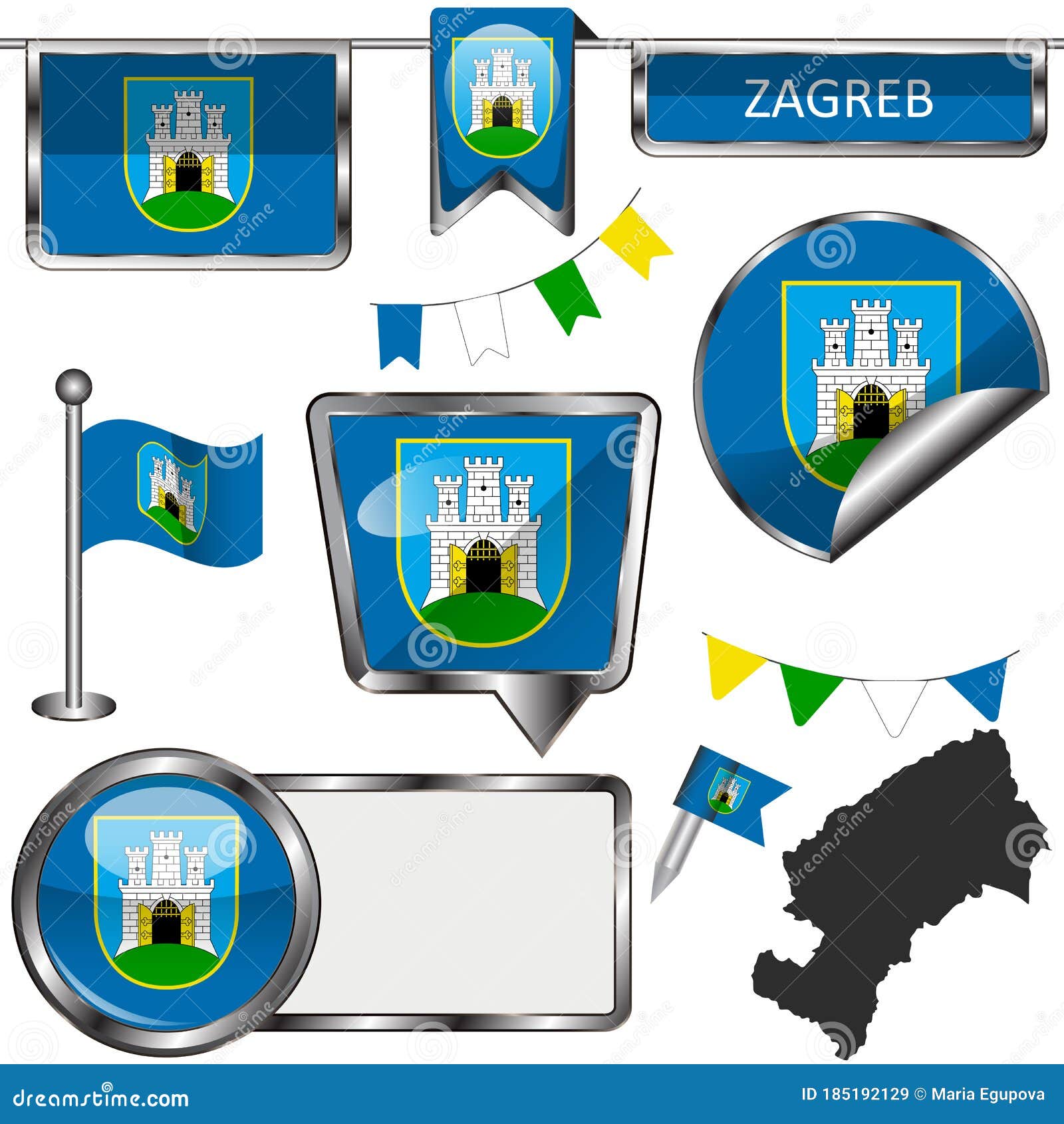 Flag of Zagreb stock vector. Illustration of award, button - 185192129