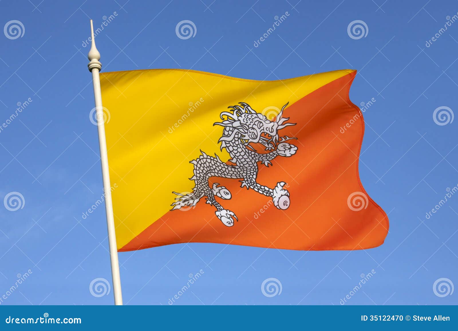 Flagga Av Konungariket Bhutan Arkivfoto - Bild av kungarike, asiatisk: 35122470