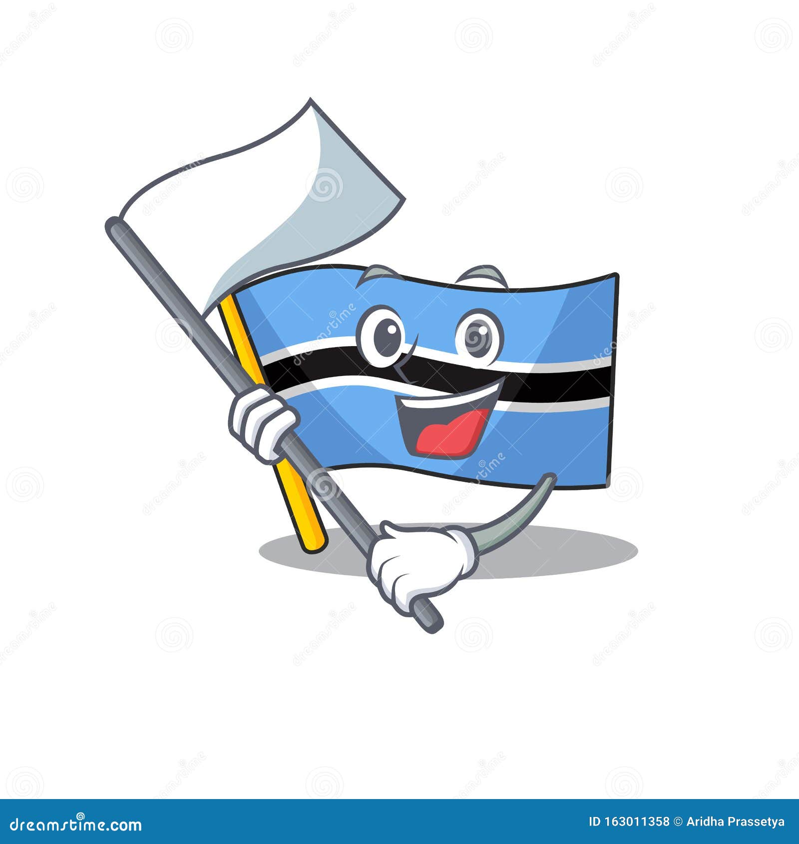 Flagge Botswana Cartoon in Einem Charakter Bringen Flagge Vektor ...