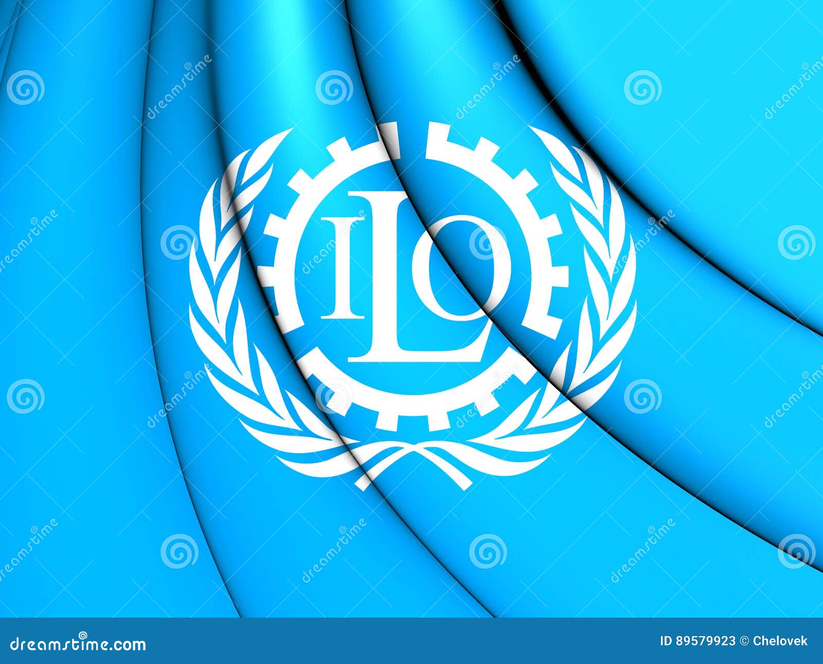 Flagge von ILO stock abbildung. Illustration von emblem - 89579923