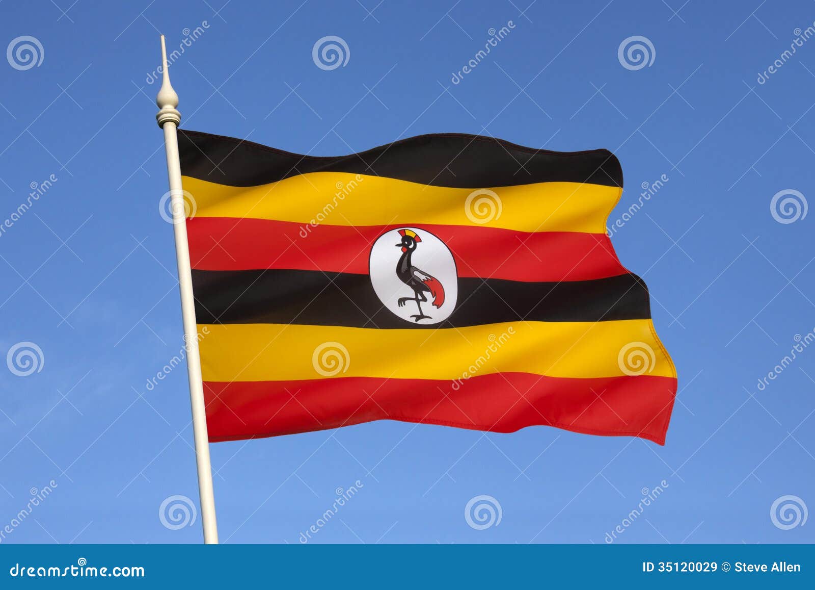 Flagge von Uganda - Afrika stockbild. Bild von markierungsfahne - 35120029