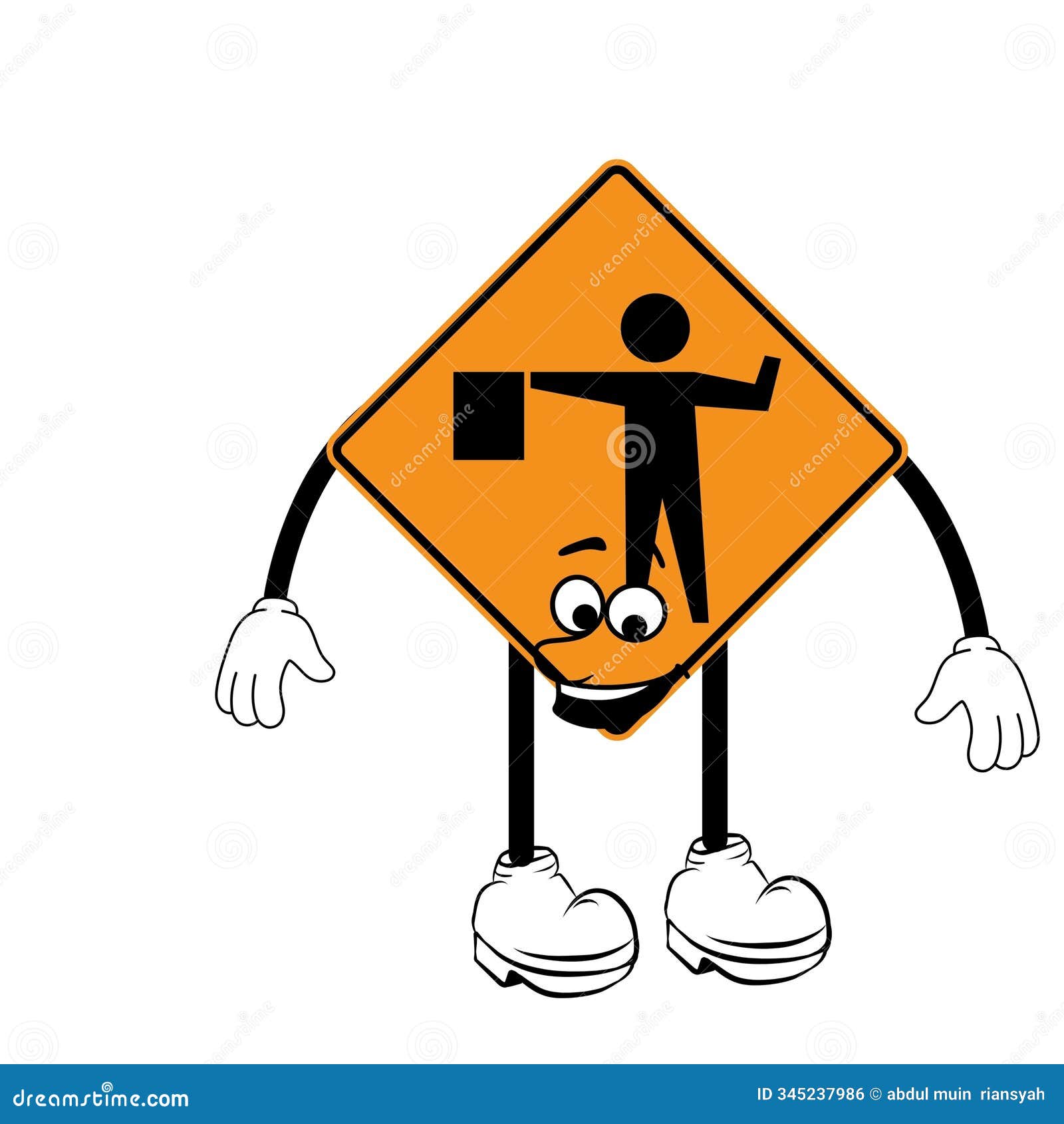Flagger ahead stock illustration. Illustration of horizontal - 345237986