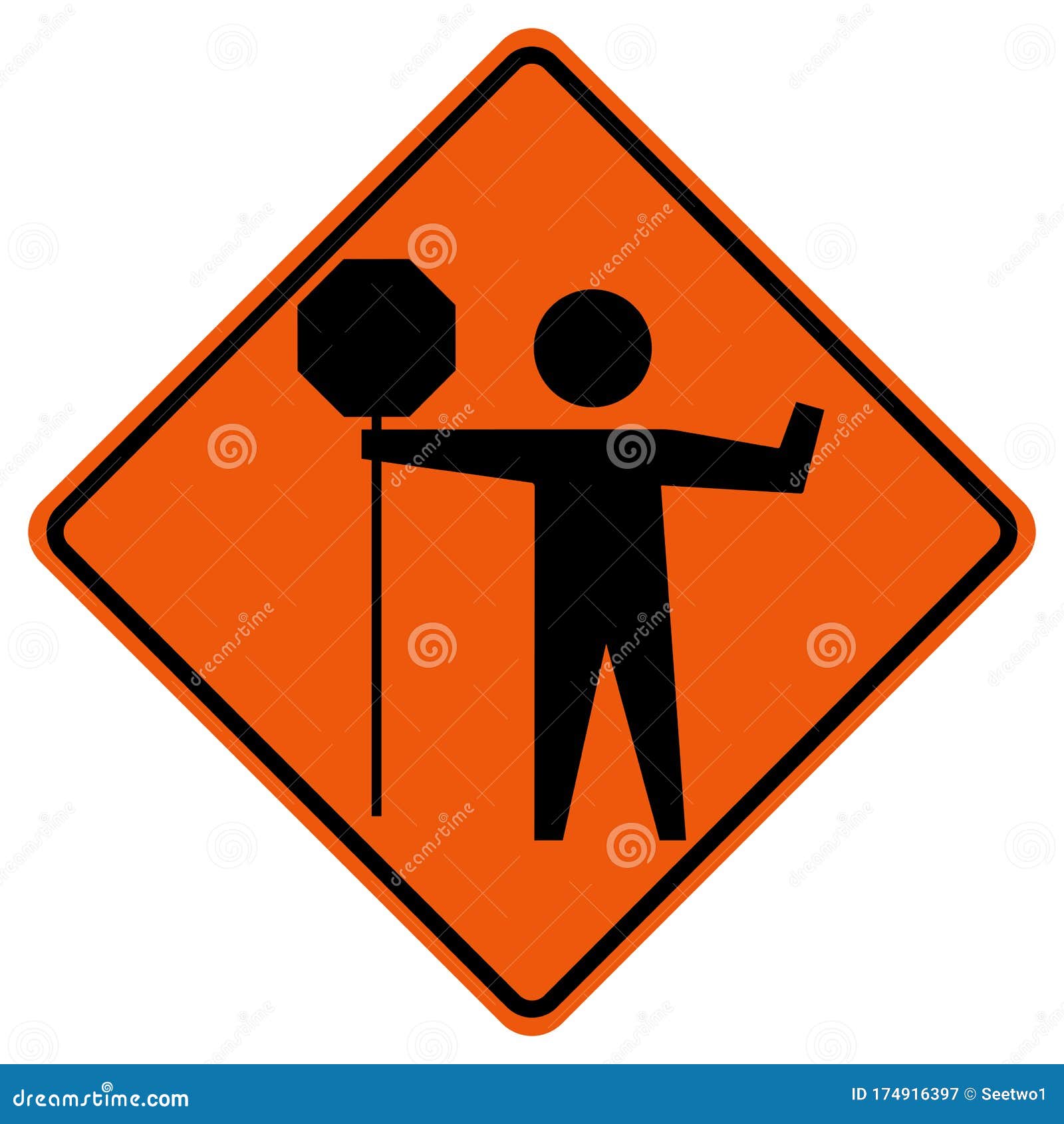 Flaggers in Road Ahead Warning Traffic Symbol Sign Isolate on White ...