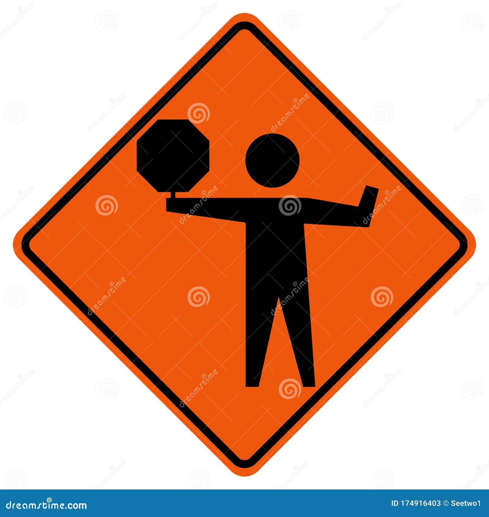 Flaggers in Road Ahead Warning Traffic Symbol Sign Isolate on White ...