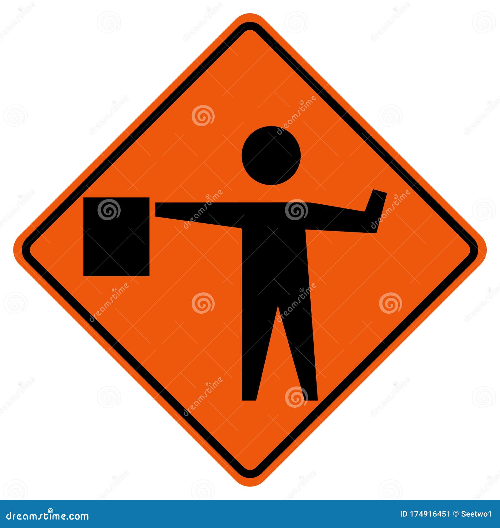 Flaggers in Road Ahead Warning Traffic Symbol Sign Isolate on White ...