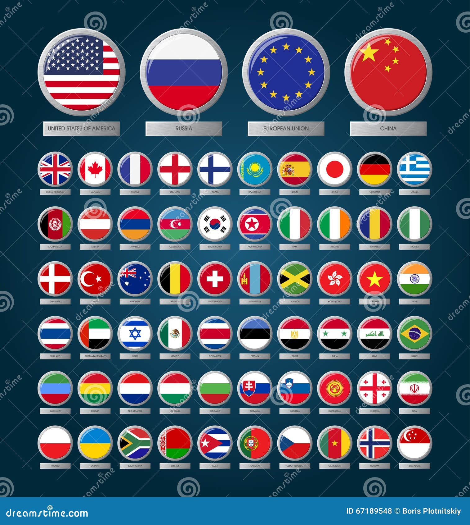 Flaggor I Cirkeln Under Exponeringsglas Stock Illustrationer ...