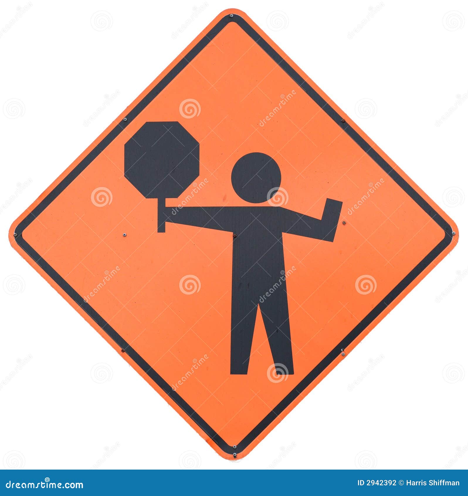 Flagman Ahead stock photo. Image of orange, signal, warning - 2942392