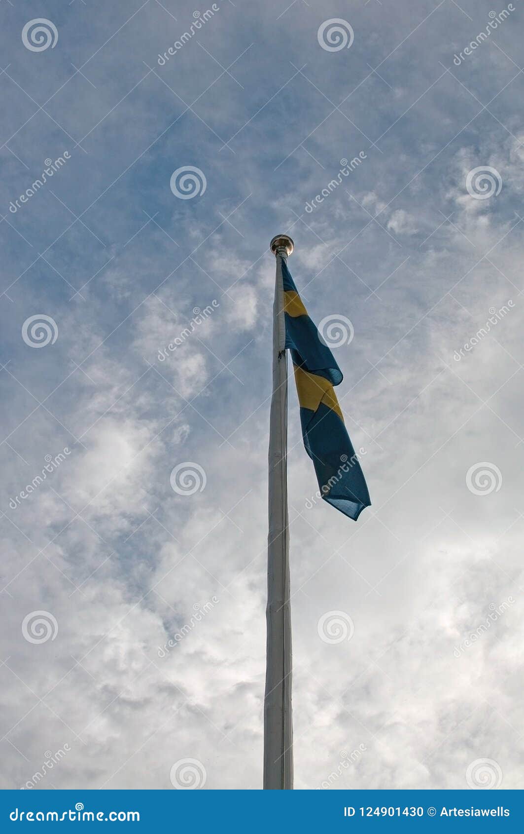 Flagpole with Swedish flag stock photo. Image of north - 124901430